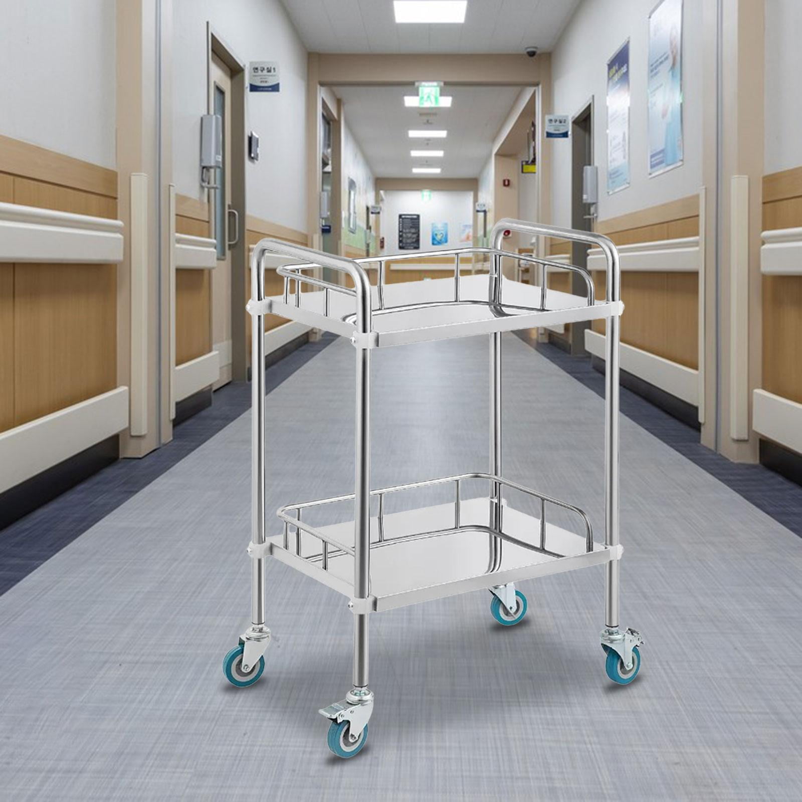 Tongina 2 Shelf Lab Cart with Lockable Wheels, Utility Cart Stainless ...