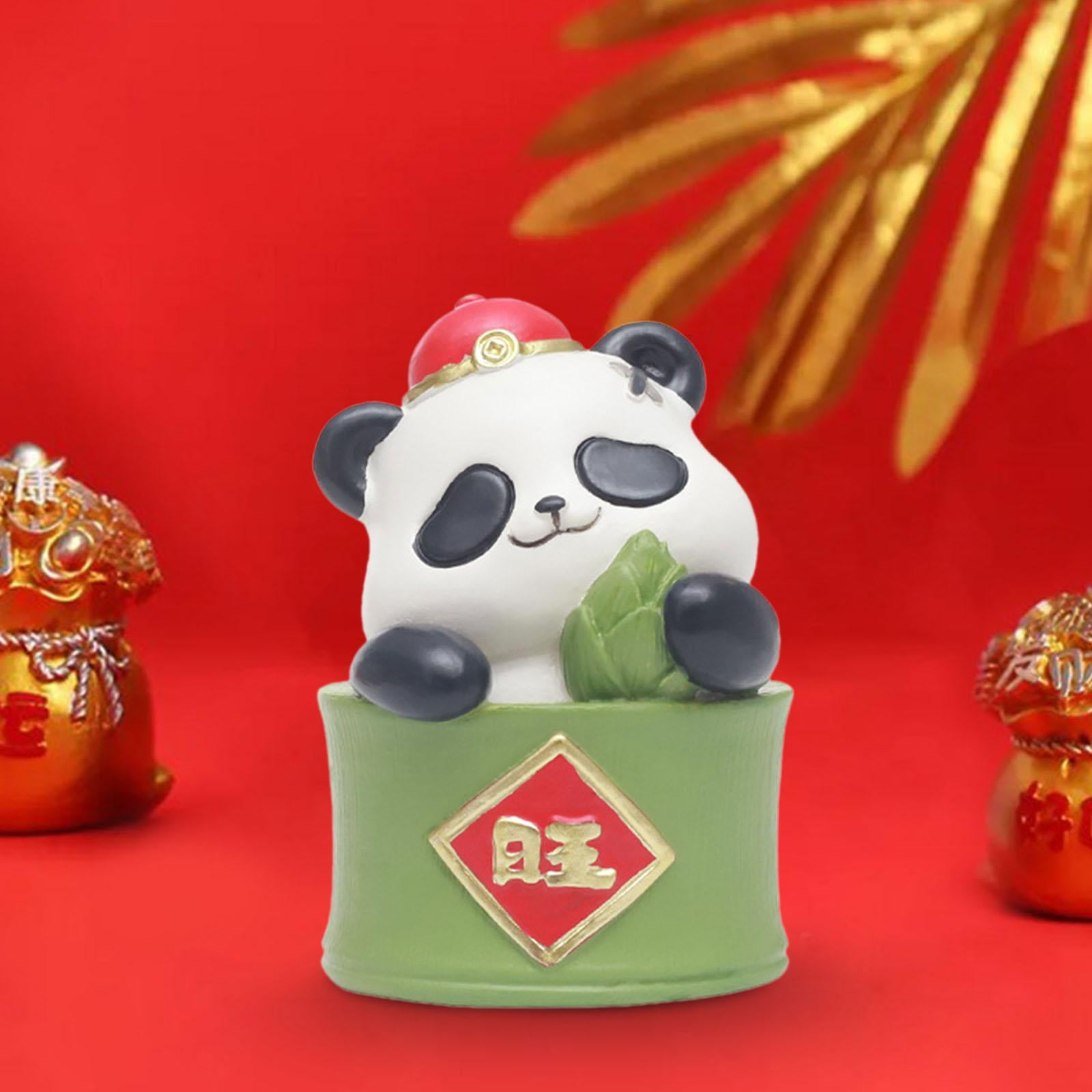 Tongina 2024 New Year Panda Figurine Table Ornament Car Dashboard ...