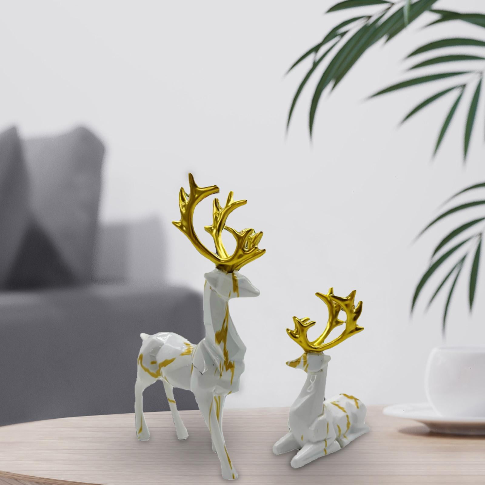 Tongina 2Pcs Deer Figurines Elk Statue Collection Miniature Figurine ...
