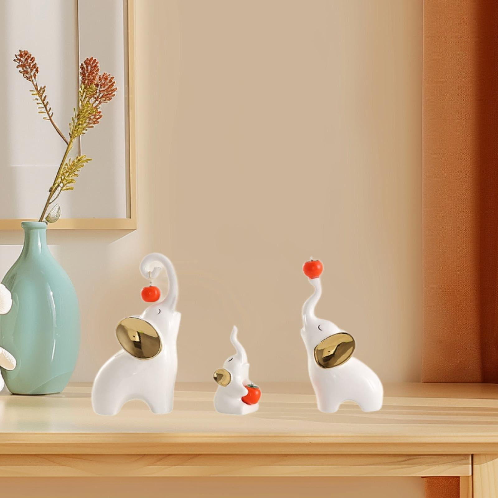 Tongina 3Pcs Creative Sculptures Family Elephants Figurines Cute Animal Elephant Statues ...