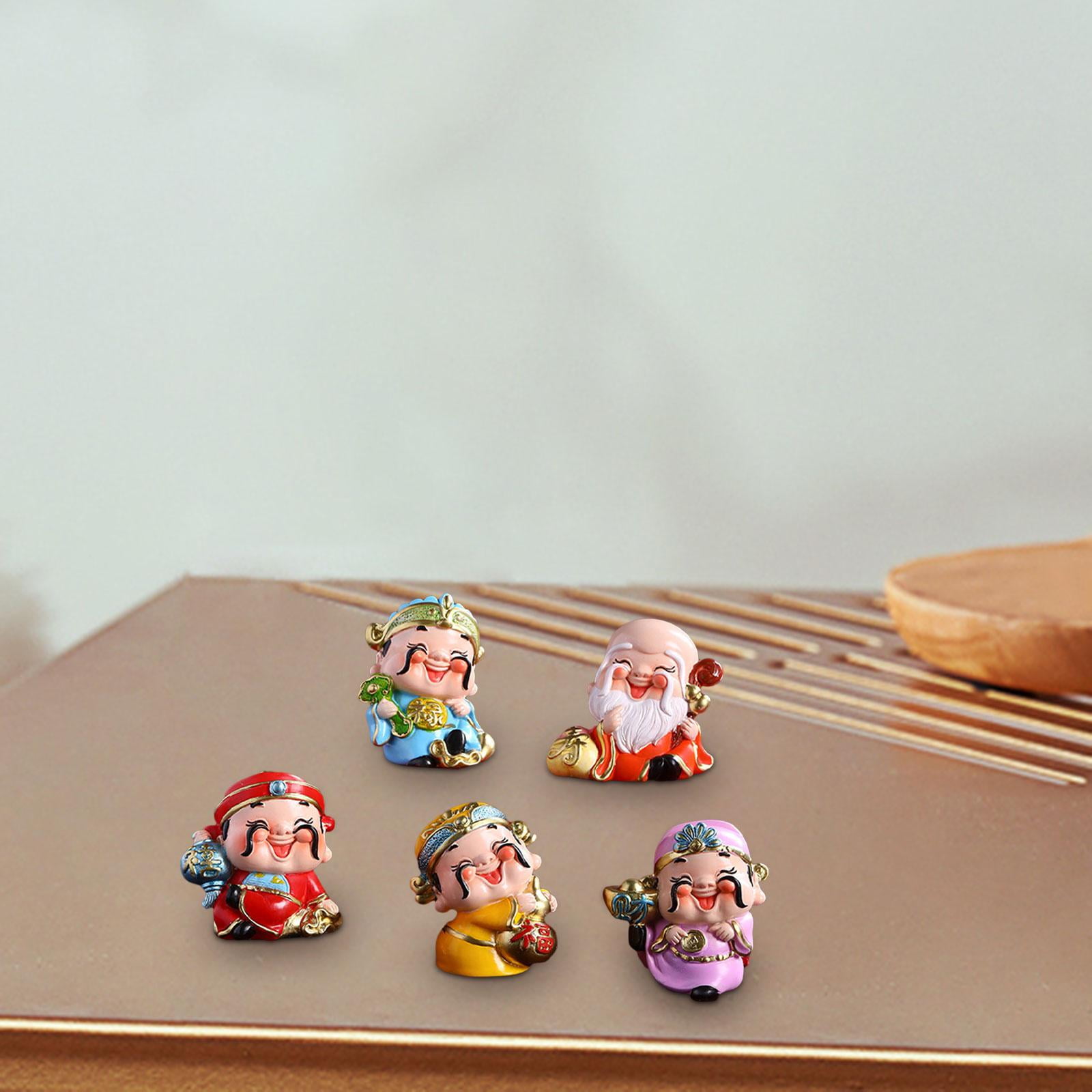 Tongina 5Pcs God of Fortune Figurines Miniature Figure Mini Statues God ...