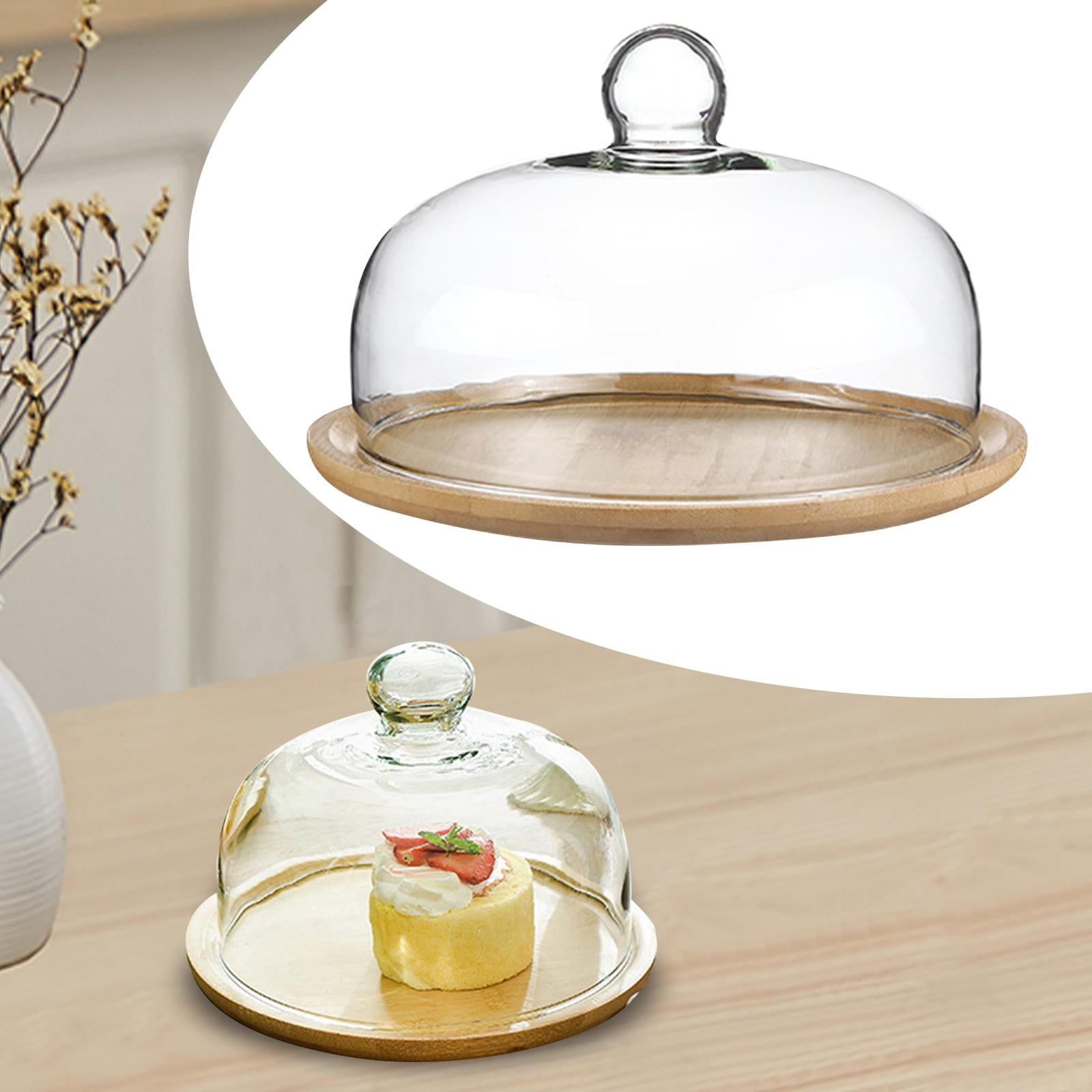 Tongina Bamboo Cake Stand with Dome, Cake Diaplay Plate Holder, Fruit ...