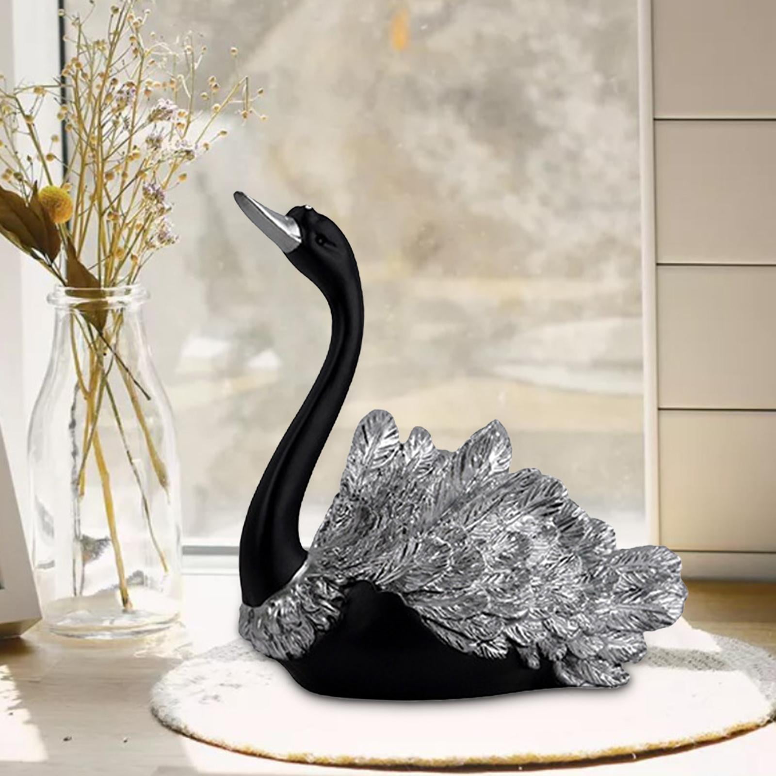 Tongina Black Swan Statue Animal Sculpture Resin Craft Elegant Artwork ...
