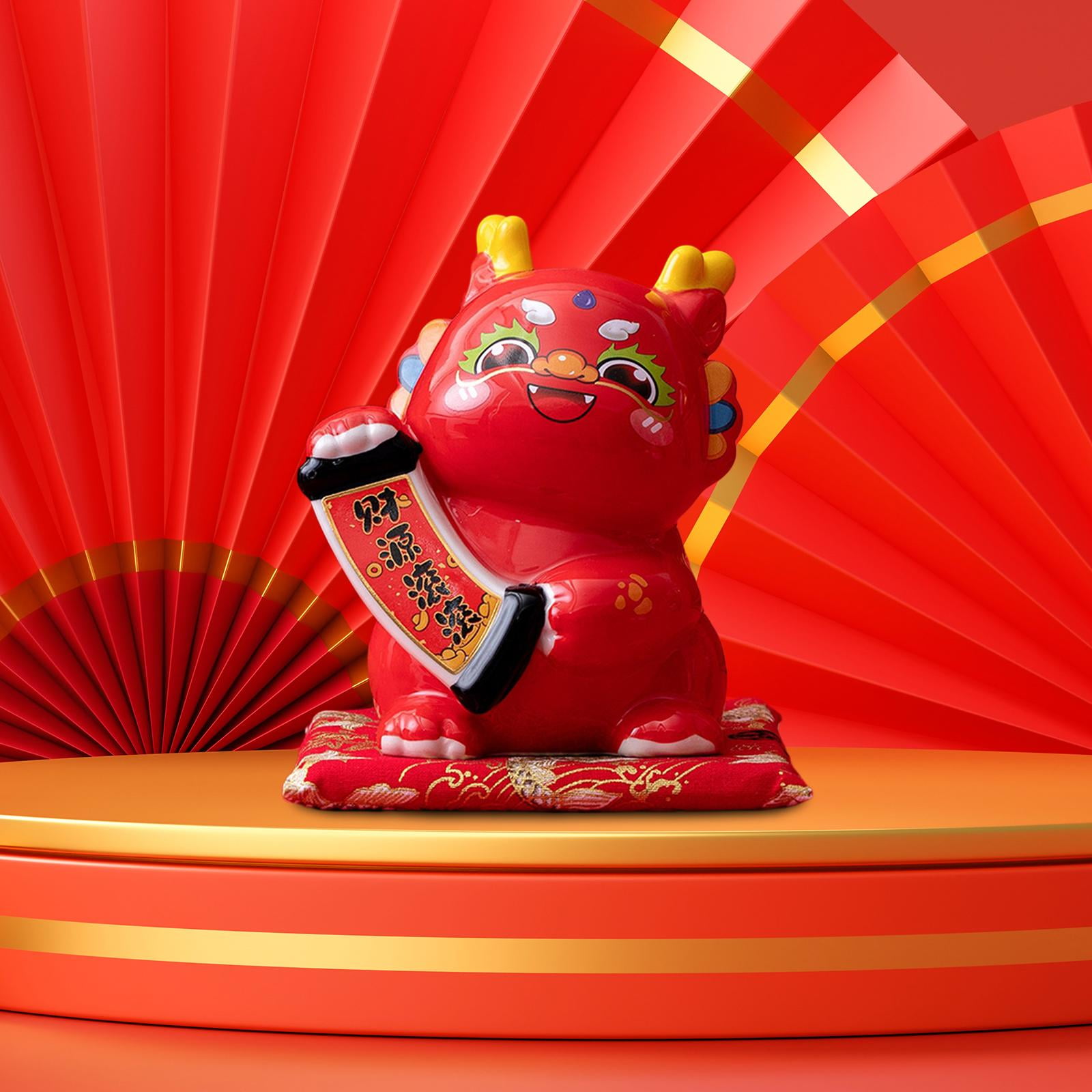 Tongina Chinese Year Dragon Figurines Made of Porcelain, Canister/Money ...