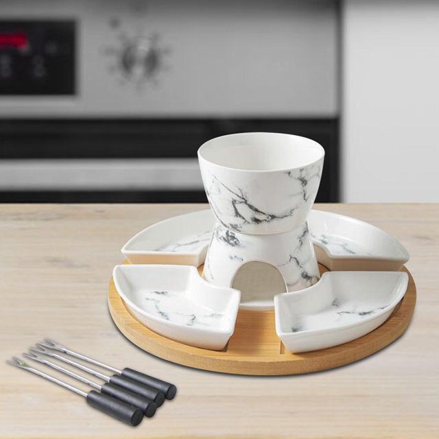 Tongina Chocolate Fondue Pot, Home Tea Light Candle Fondue Set with 4 ...