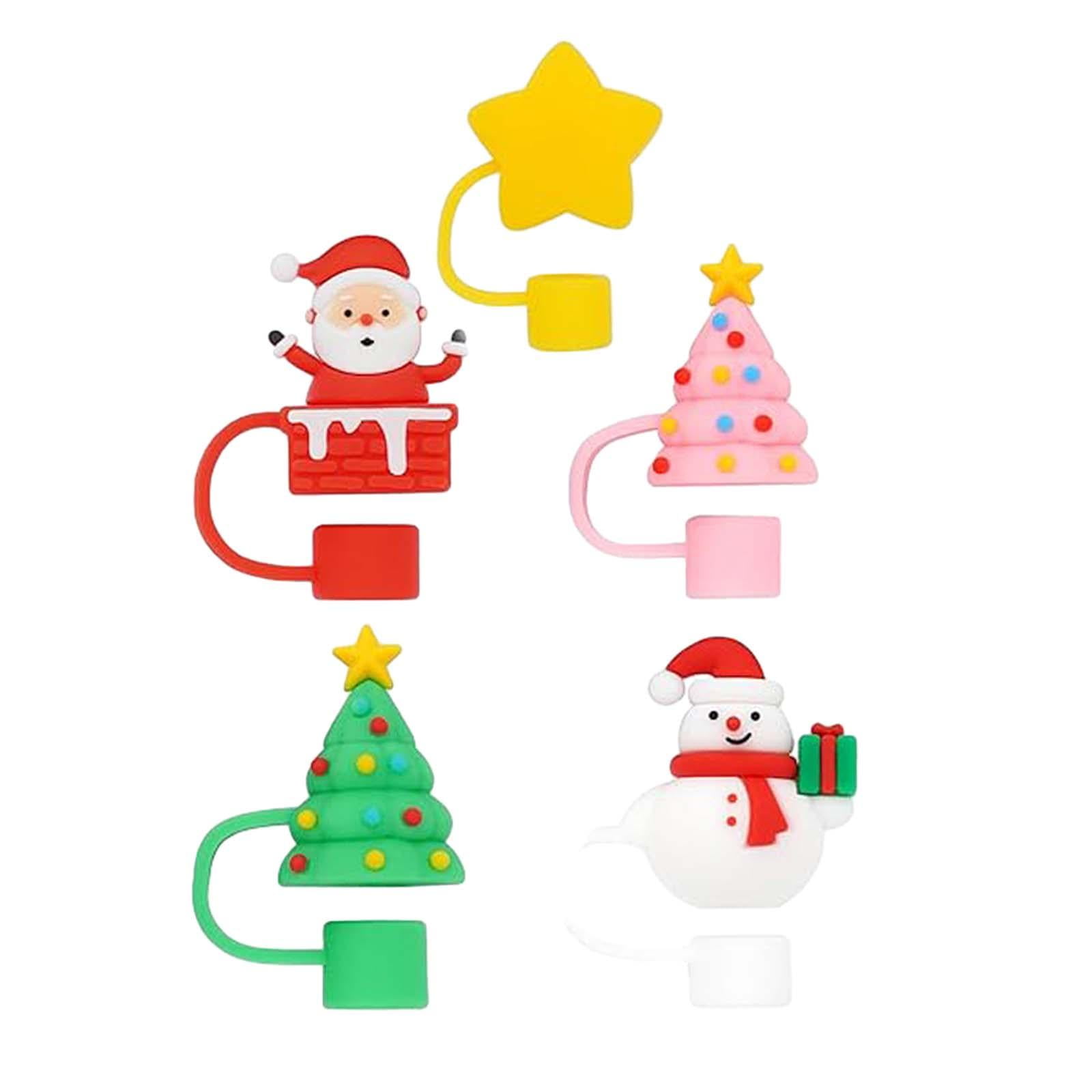 Tongina Christmas Straw Cover Caps Decoration Fits 10mm Straws Cute ...