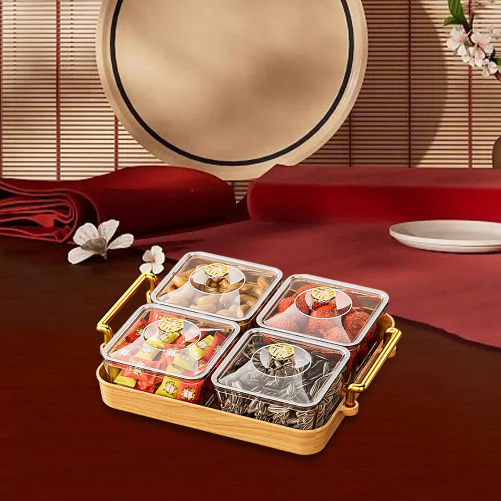 Tongina Compartment Serving Tray with Lid Appetizer Dessert Tray ...