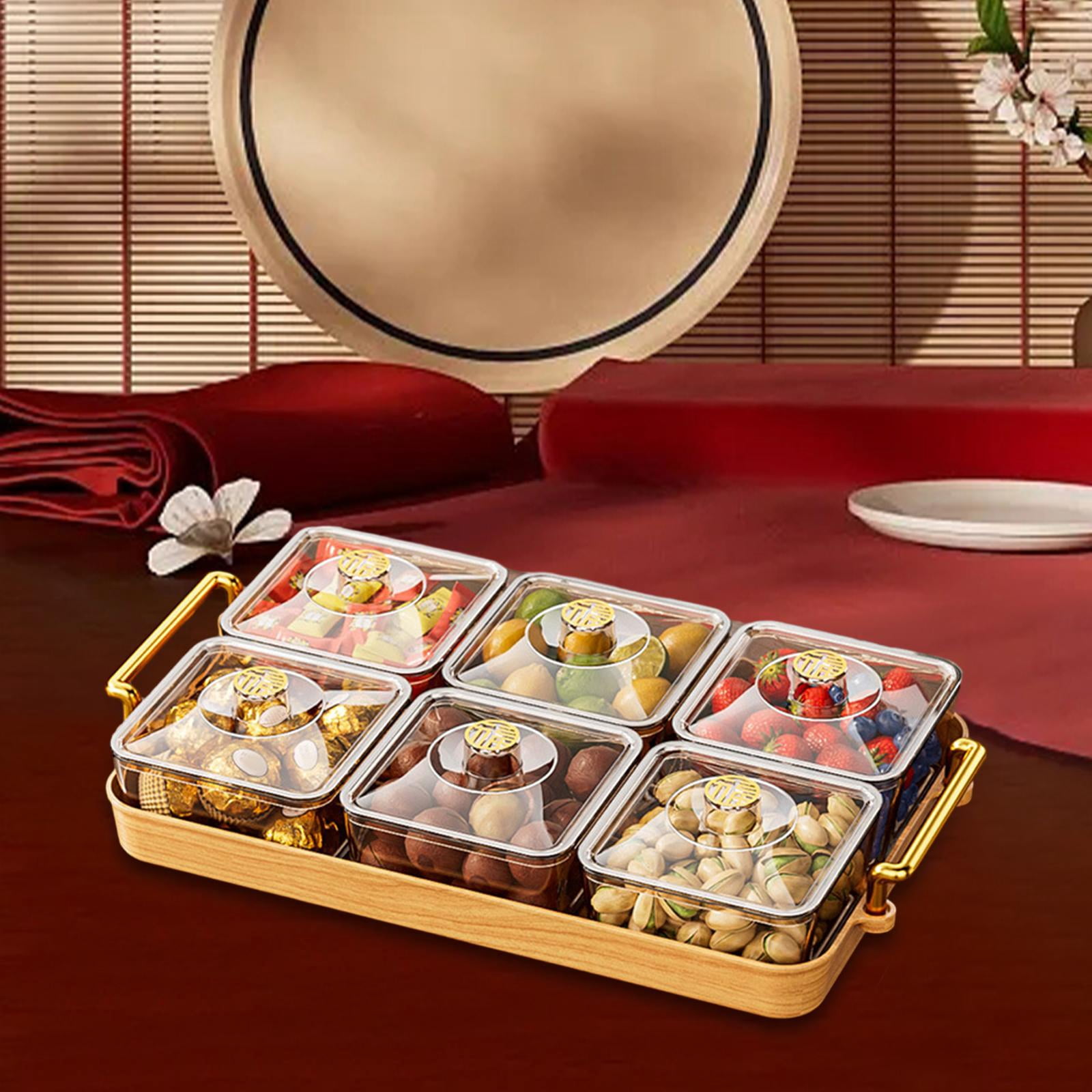 Tongina Compartment Serving Tray with Lid Appetizer Dessert Tray ...