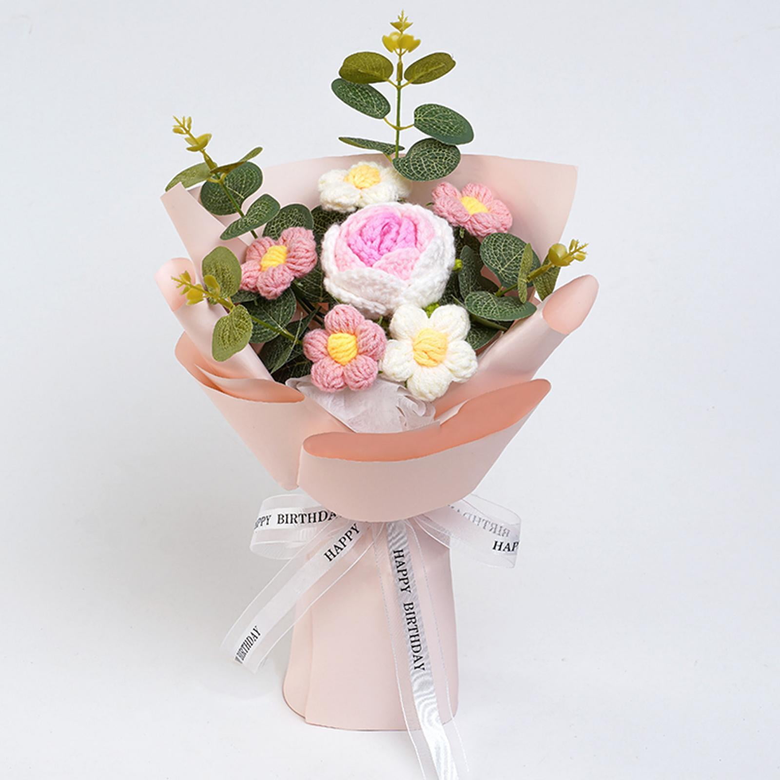 Tongina Crochet Flower Bouquet Knitted Flower Finished Handmade ...