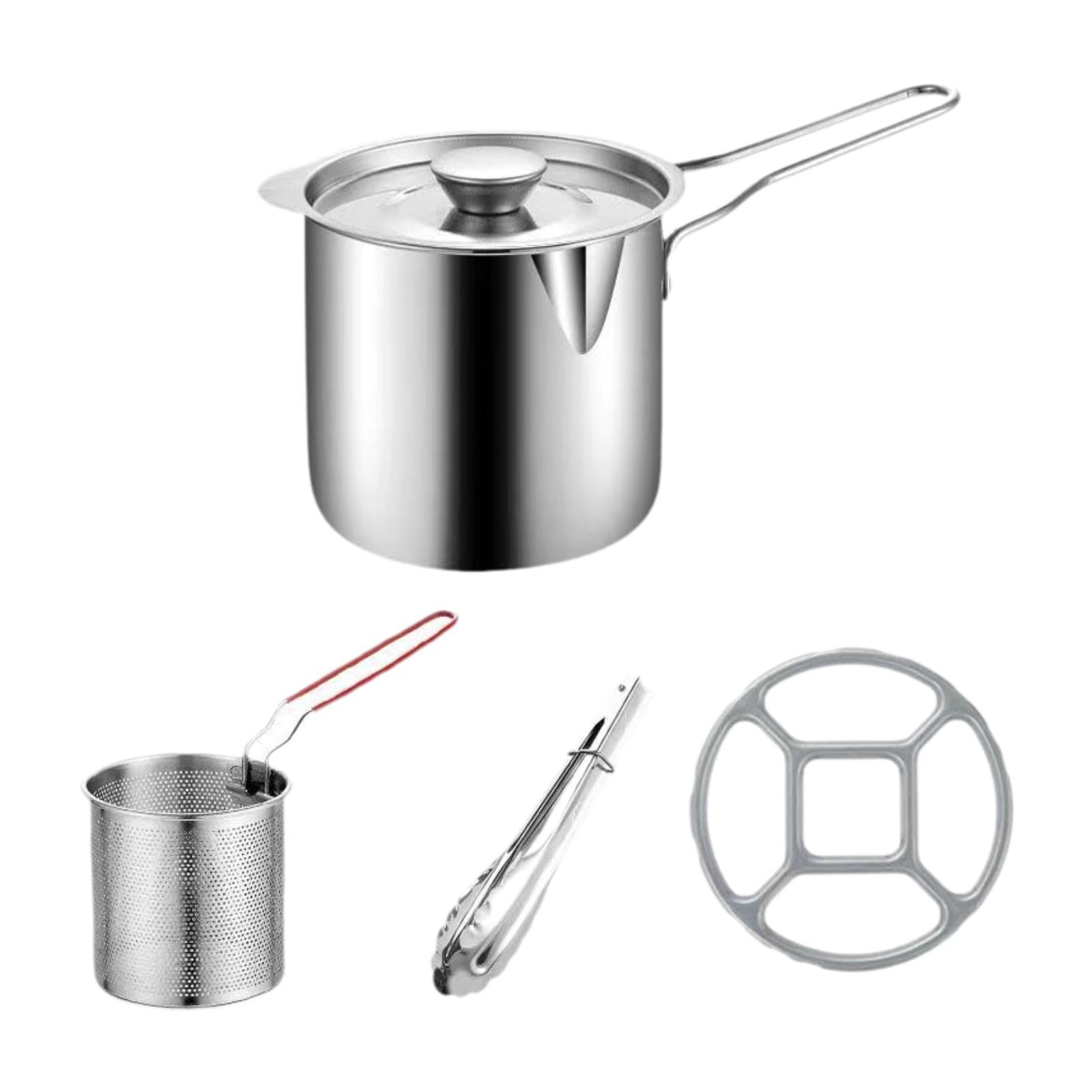 Tongina Deep Fry Pot with Handle Stainless Steel 2 in 1 Deep Fryer Oil ...