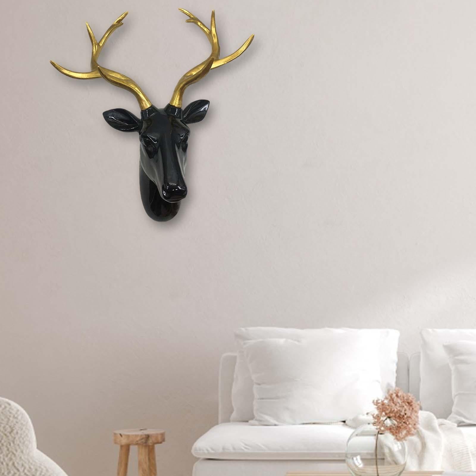 Tongina Deer Antler Wall Sculpture Elk Figurine Animal Head Statue Boho ...