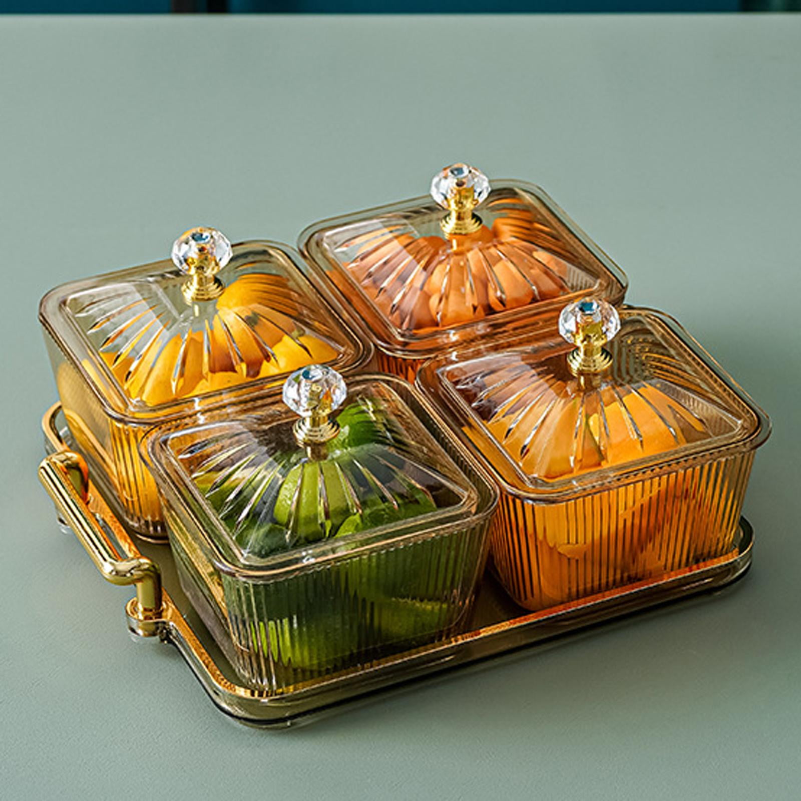 Tongina Dried Fruit Plate Candy Nuts Dish with Lid Luxury Food Storage ...