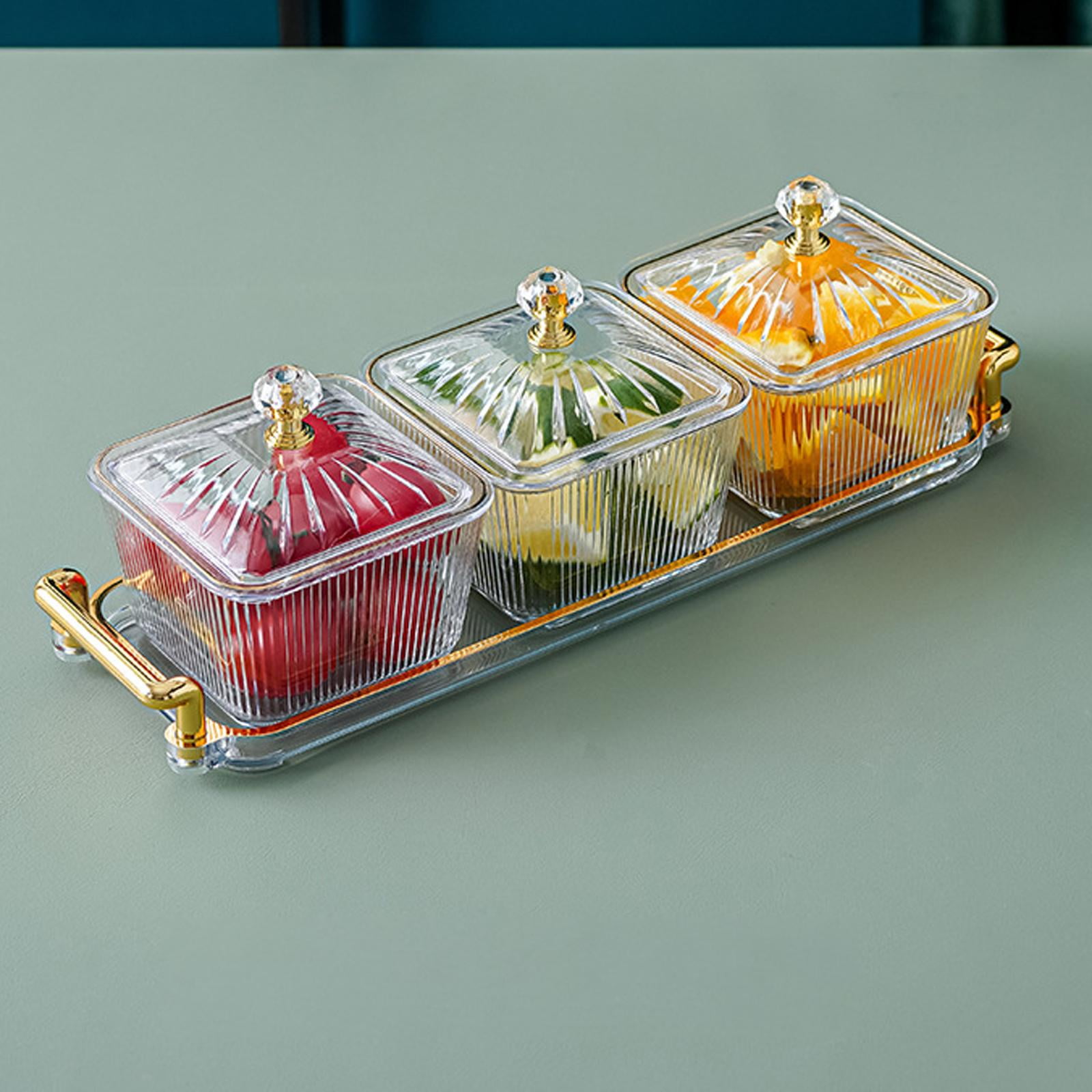 Tongina Dried Fruit Plate Candy Nuts Dish with Lid Luxury Food Storage ...