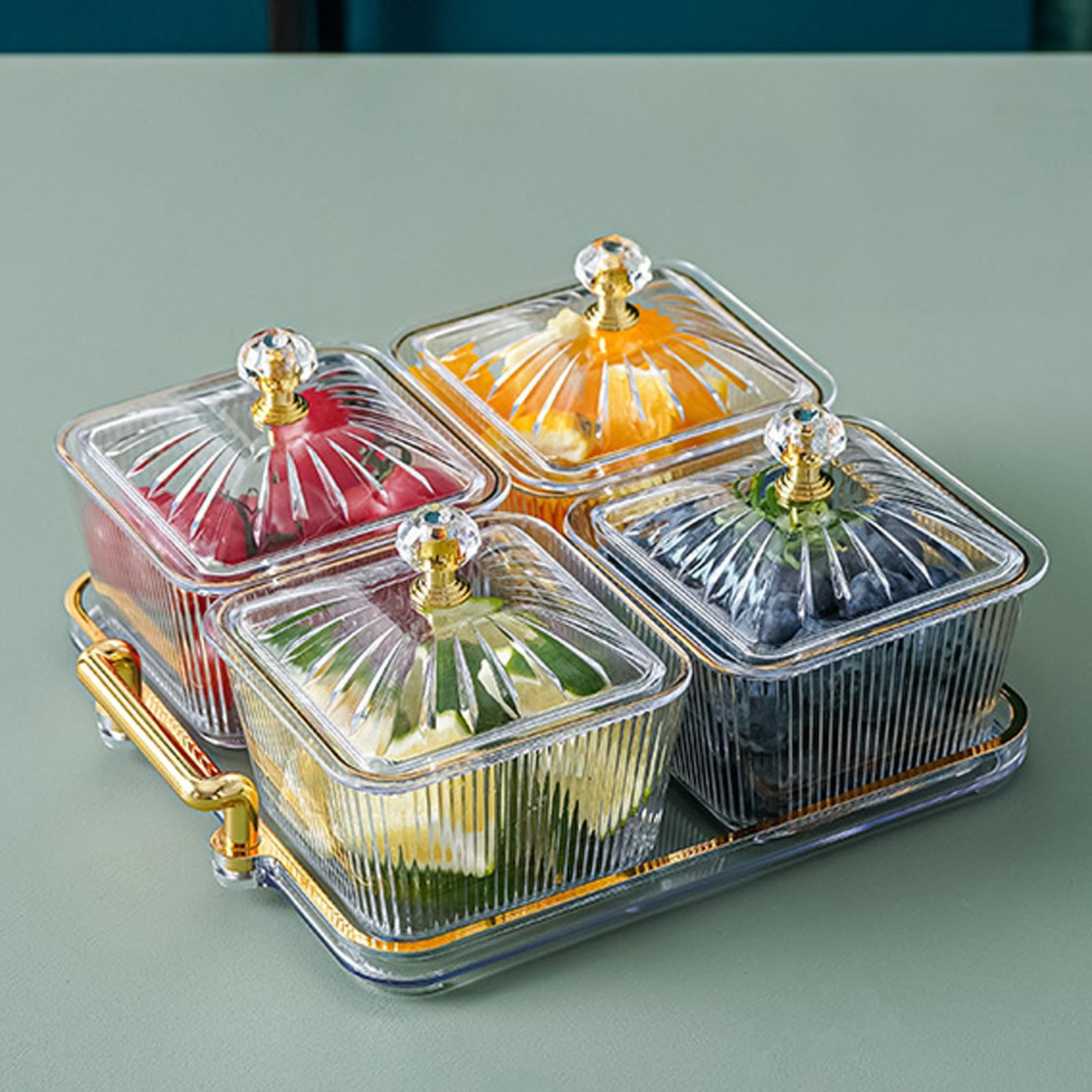 Tongina Dried Fruit Plate Candy Nuts Dish with Lid Luxury Food Storage ...