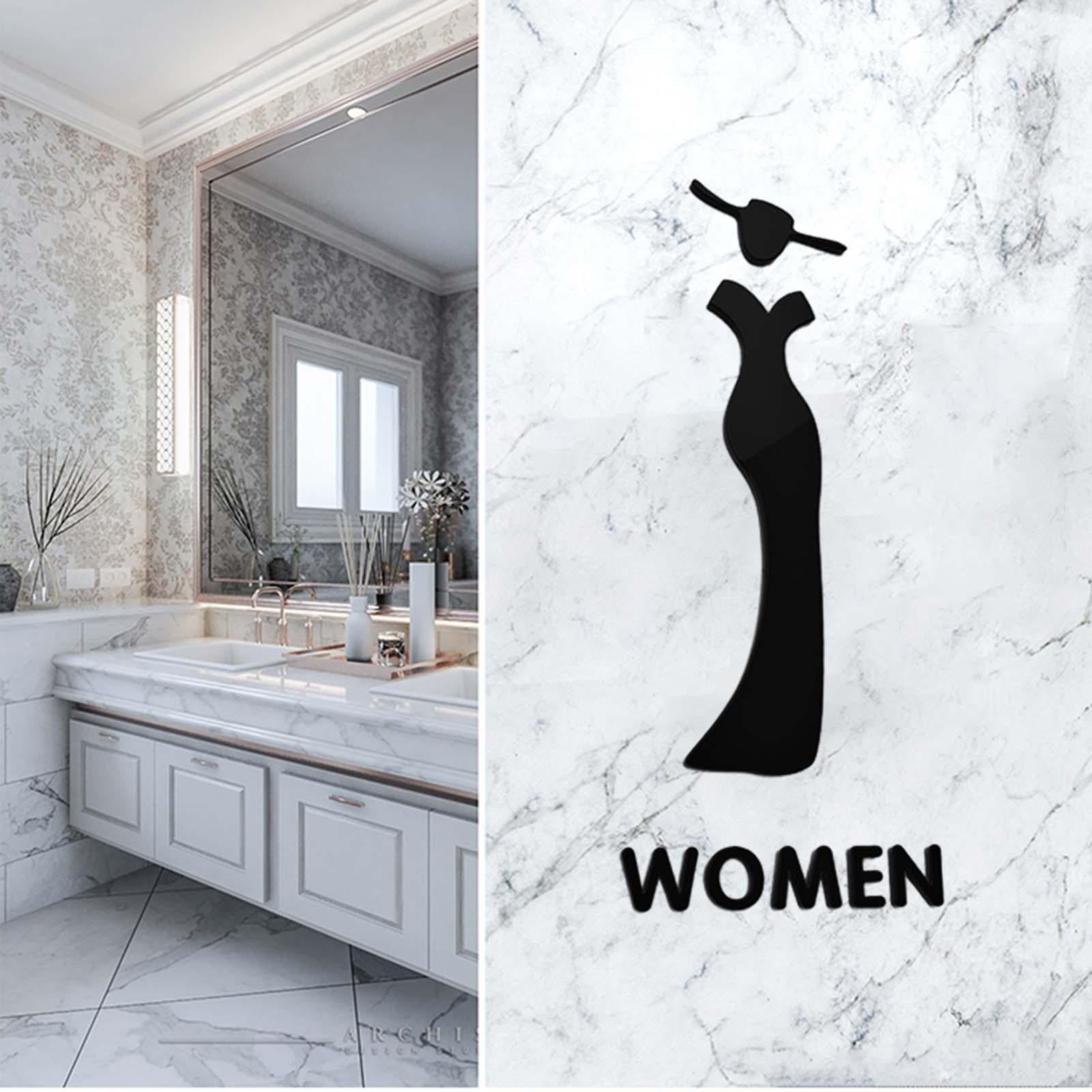 Tongina Easy Install WC Sign Toilet Door Sign Board Self Stick Signage ...