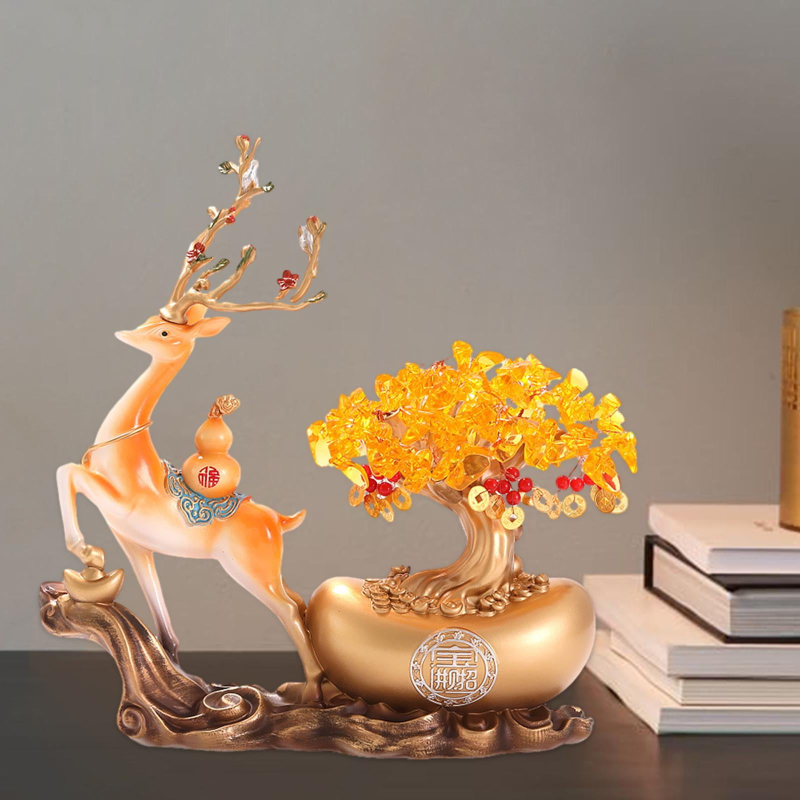 Tongina Elk Resin Statue Desktop Ornament ,Money Tree Desk Ornaments ...