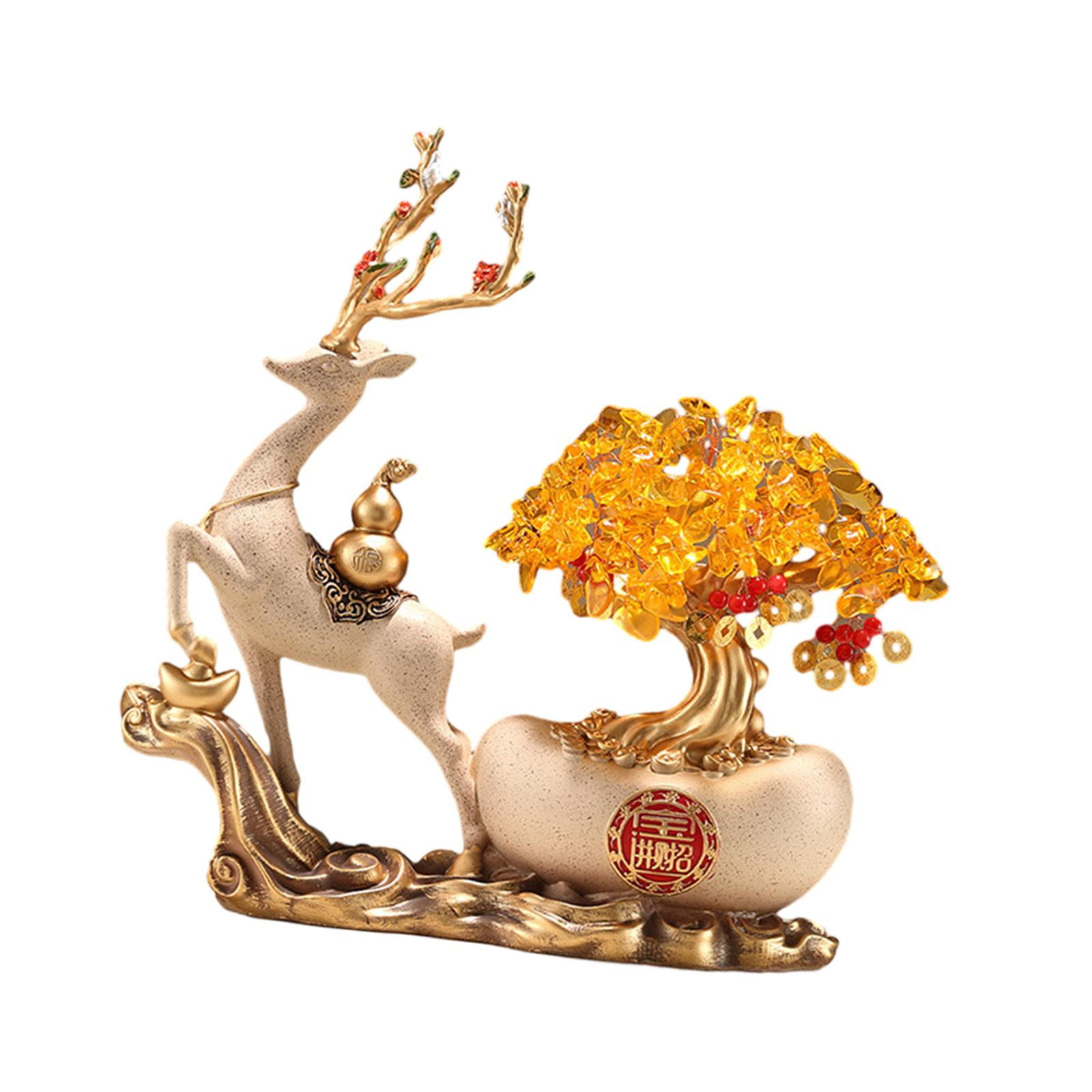 Tongina Elk Resin Statue Desktop Ornament ,Money Tree Desk Ornaments ...