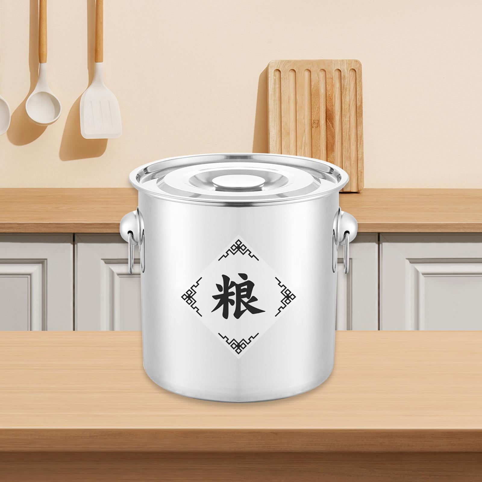 Tongina Food Storage Bucket,Rice Bucket,Stainless Steel,Large,Round ...
