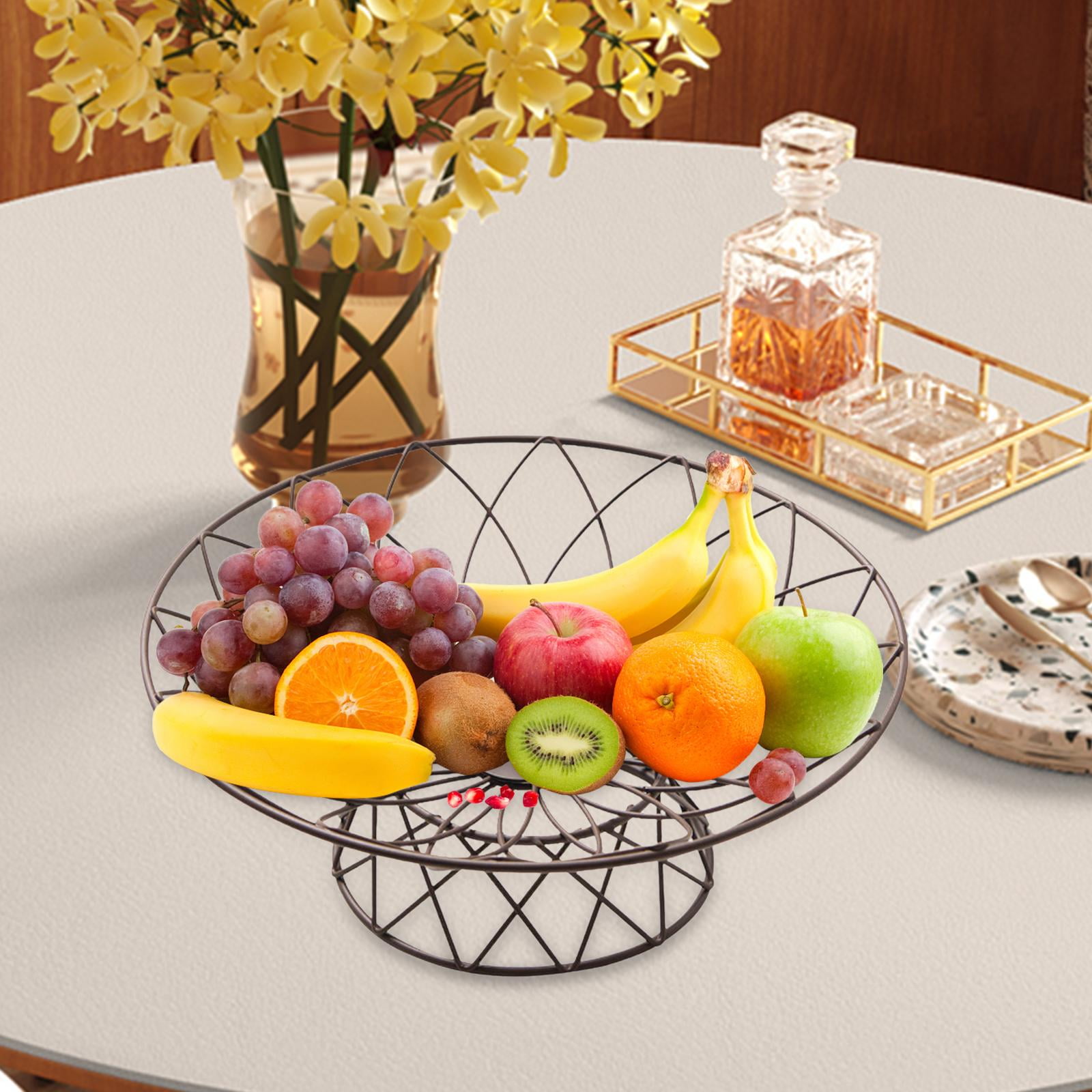 Tongina Fruit Basket Wrought Iron Fruit Stand Large Capacity Fruit ...