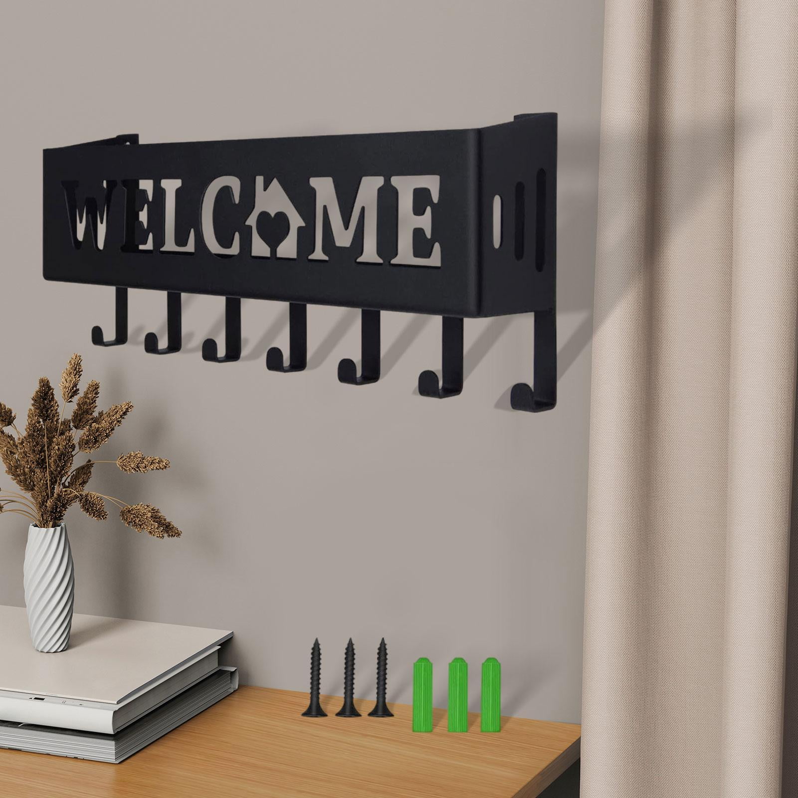 Tongina Key Organizer Hanger Rack Key Holder with 7 Hooks Welcome Word ...