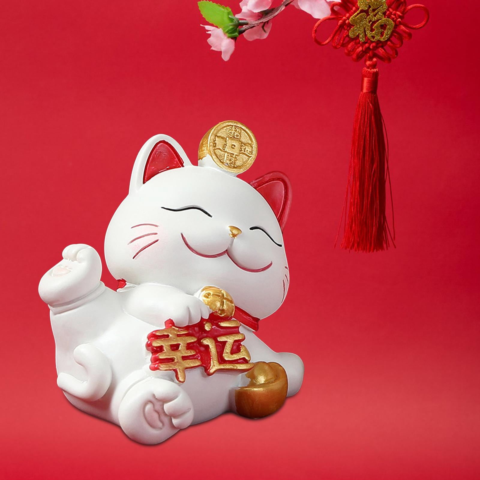 Tongina Lucky Cat Figurine Car Dashboard Decor Cartoon Resin Animal ...