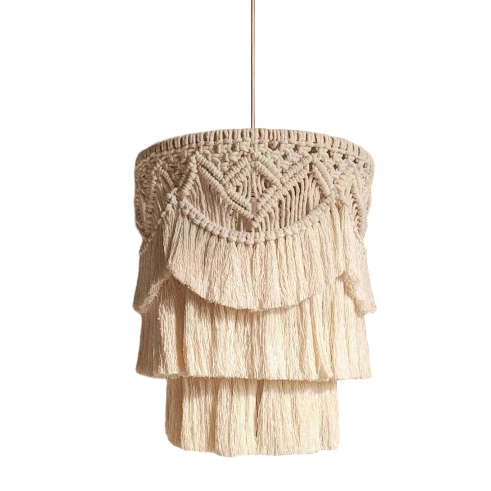 Tongina Macrame Lamp Shade Boho Hanging Pendant Light Cover Weaving ...