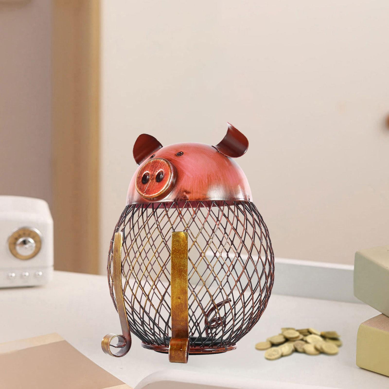 Tongina Metal Pig Money Bank Reticulated Piggy Bank Table Decoration 4.3x3.9x5.5inch Pig Statue ...