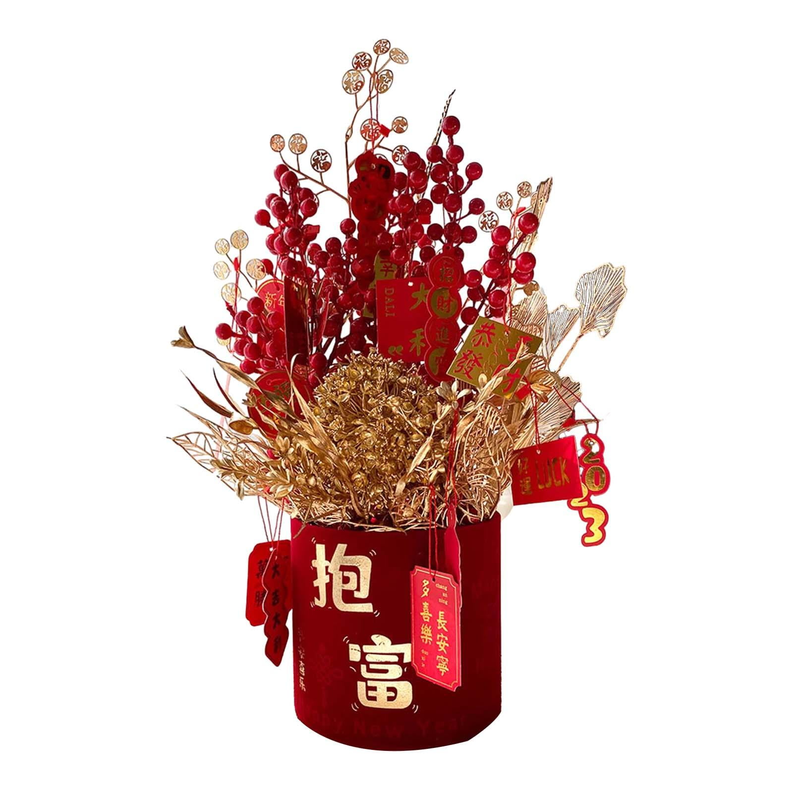 Tongina New Year Lucky Flower Vase Spring Festivals Floral Arrangement ...