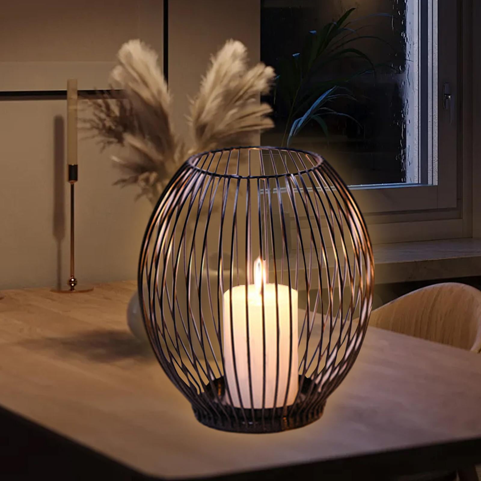 Tongina Pillar Candle Holder Metal Cage Candlestick Party Home Candles ...