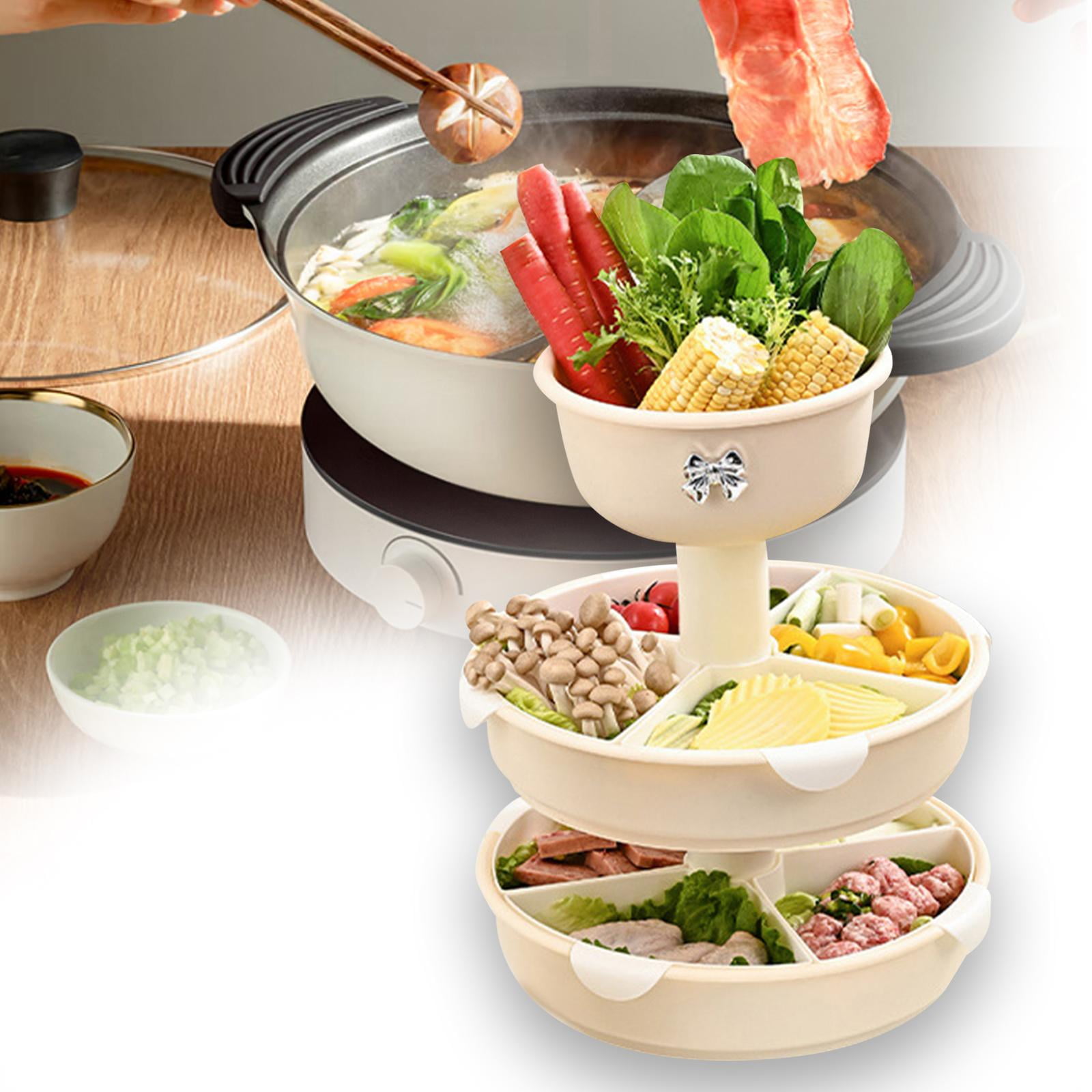 Tongina Rotable Hot Pot Vegetable Tray Food Platter Divided Decorative ...
