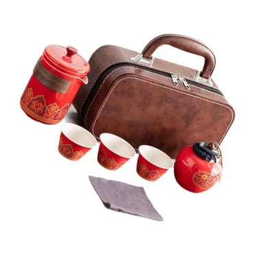 Porcelain Chinese Gongfu Tea Set, Portable Travel Teapot Set with 360 ...