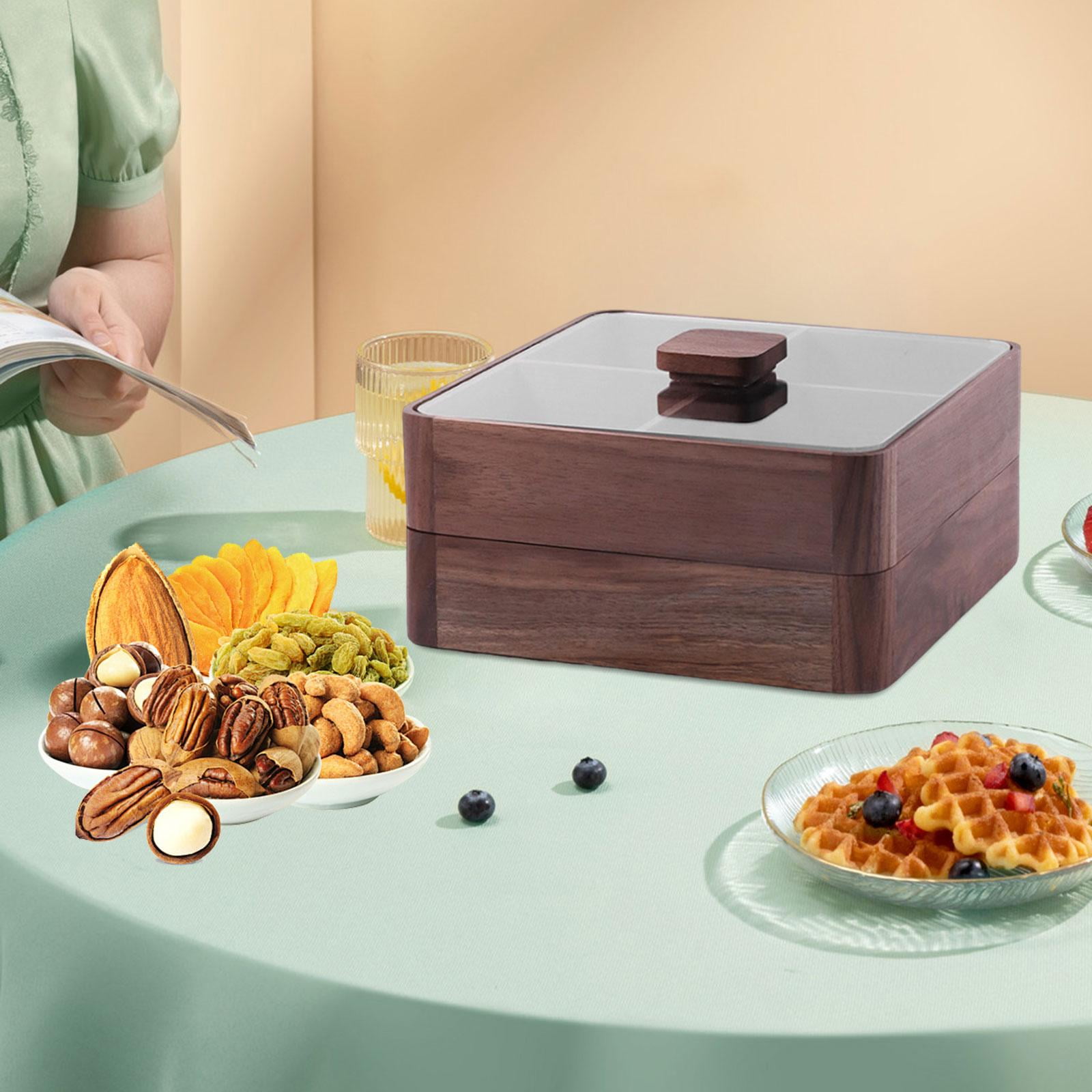 Tongina Wood Fruit Tray Nut and Candy Serving Tray with Lid,Nuts ...