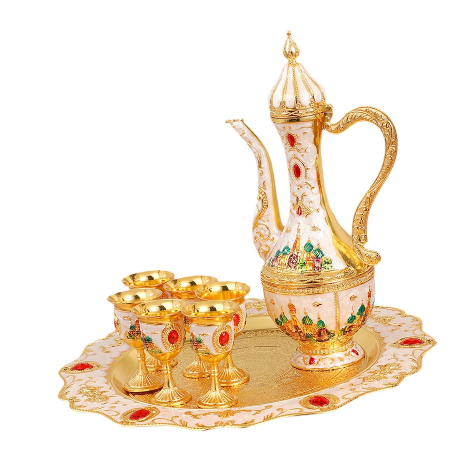 Tongina s Set Art Crafts Luxury Pot Decoration with 6 Coffee Cup and ...