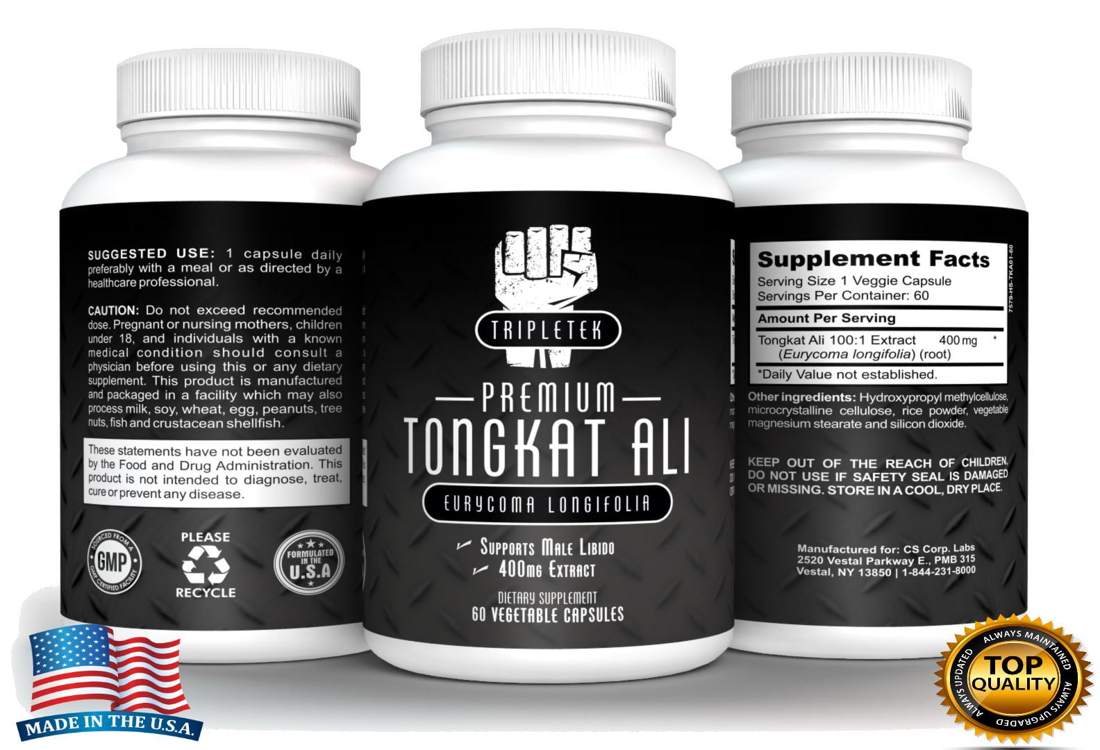 Tongkat Ali Extract 100:1 - Natural Testosterone Booster, 400mg ...
