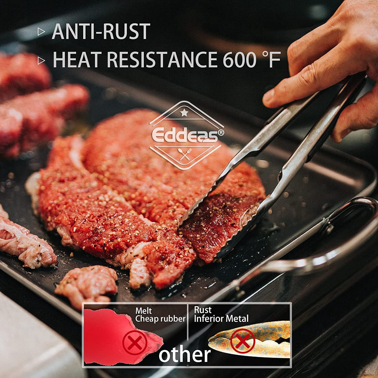 Tongs For Cooking - Heat Resistant 600 Degrees Stainless Steel Kitchen ...