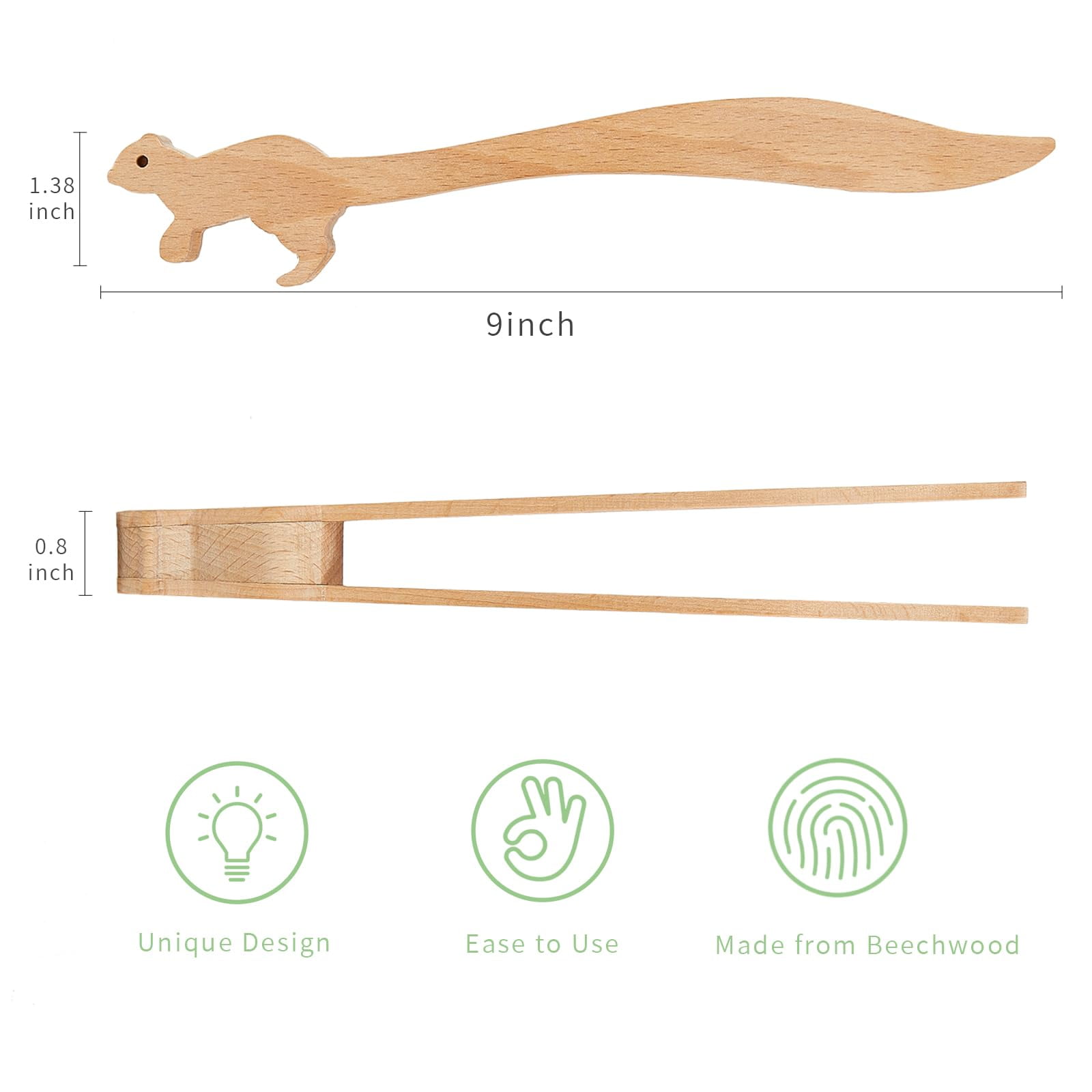 Tongs for Cooking, Kitchen Tongs, Wooden Squirrel Kitchen Utensils for ...