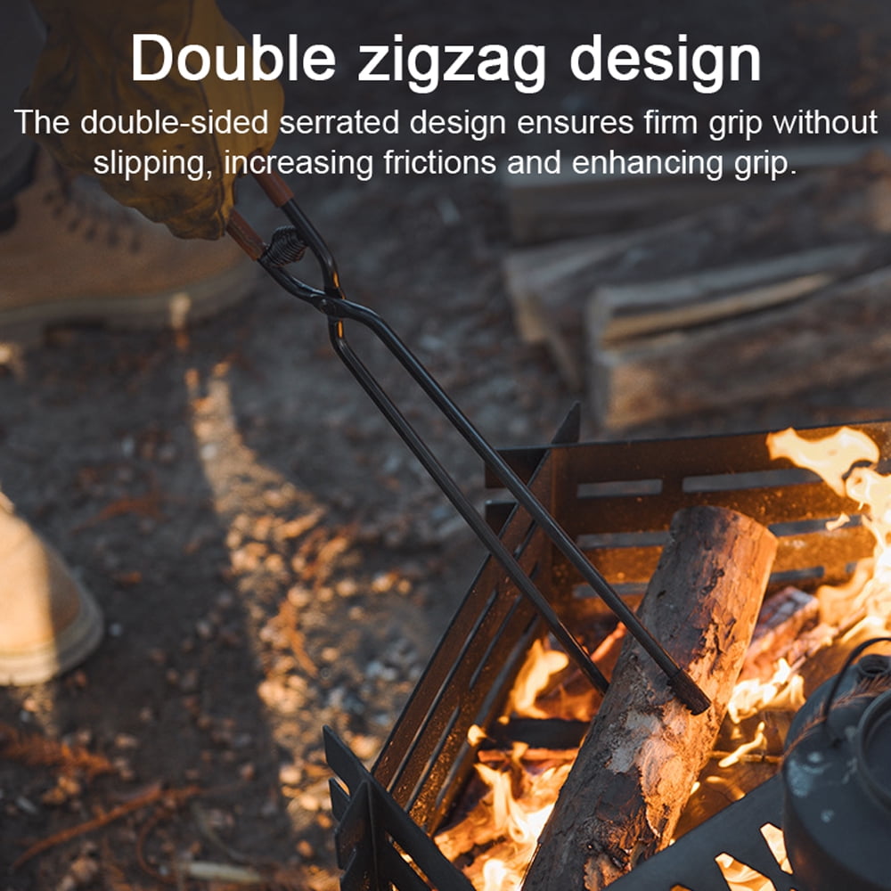 Tongs,Leather Handle Firewood Stoves Fire Leather Firewood Clamp Steel ...