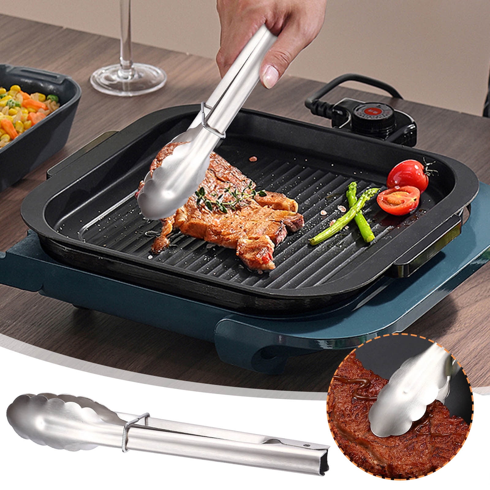 Tongs with Sliding Rings,Flat Head Food Clip,Stainless Steel Flat Head Food Clip,Stainless Steel ...