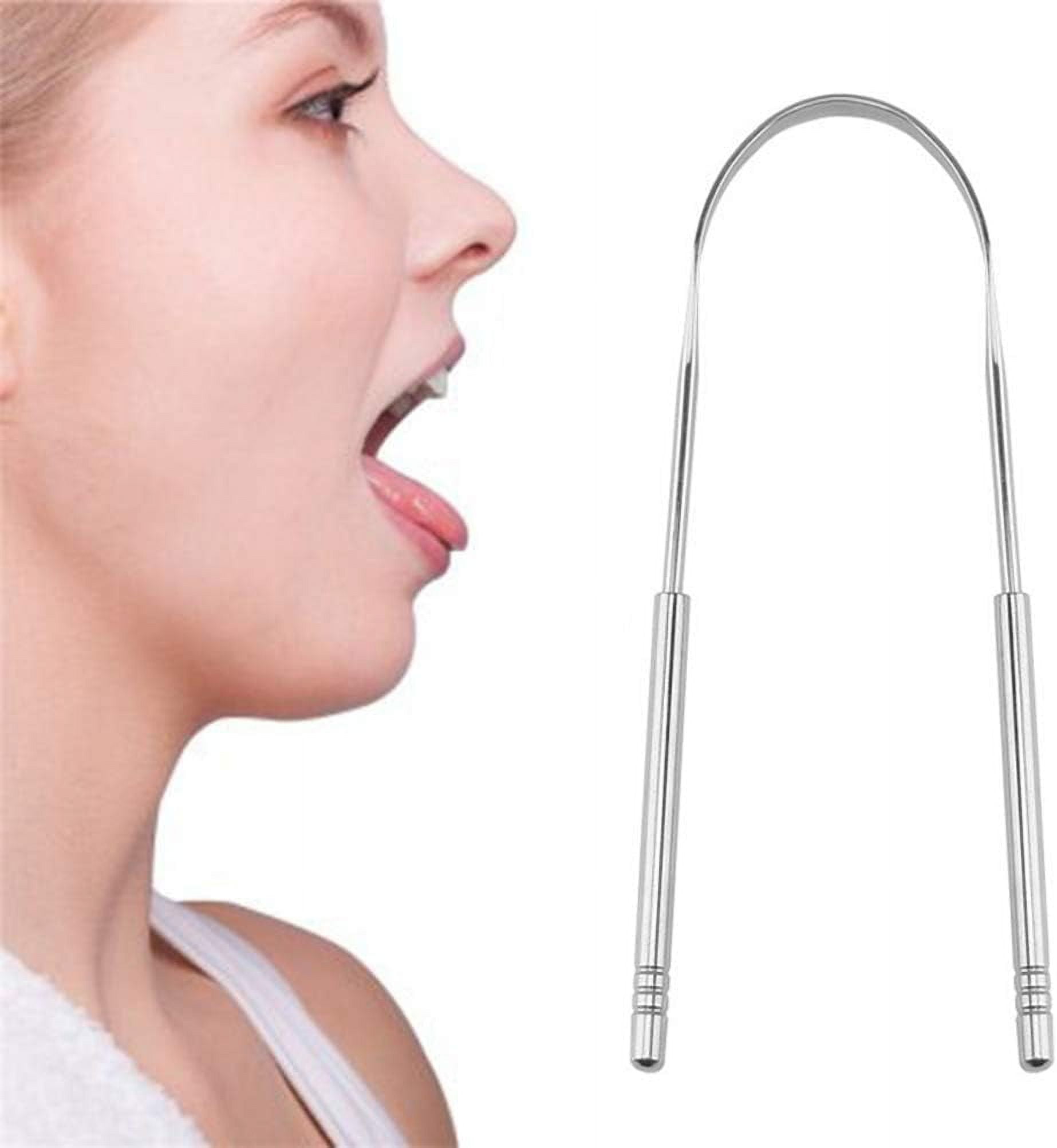 Tongue Cleaner,304 Stainless Steel Tongue Scraper U Shape Tongue Brush ...