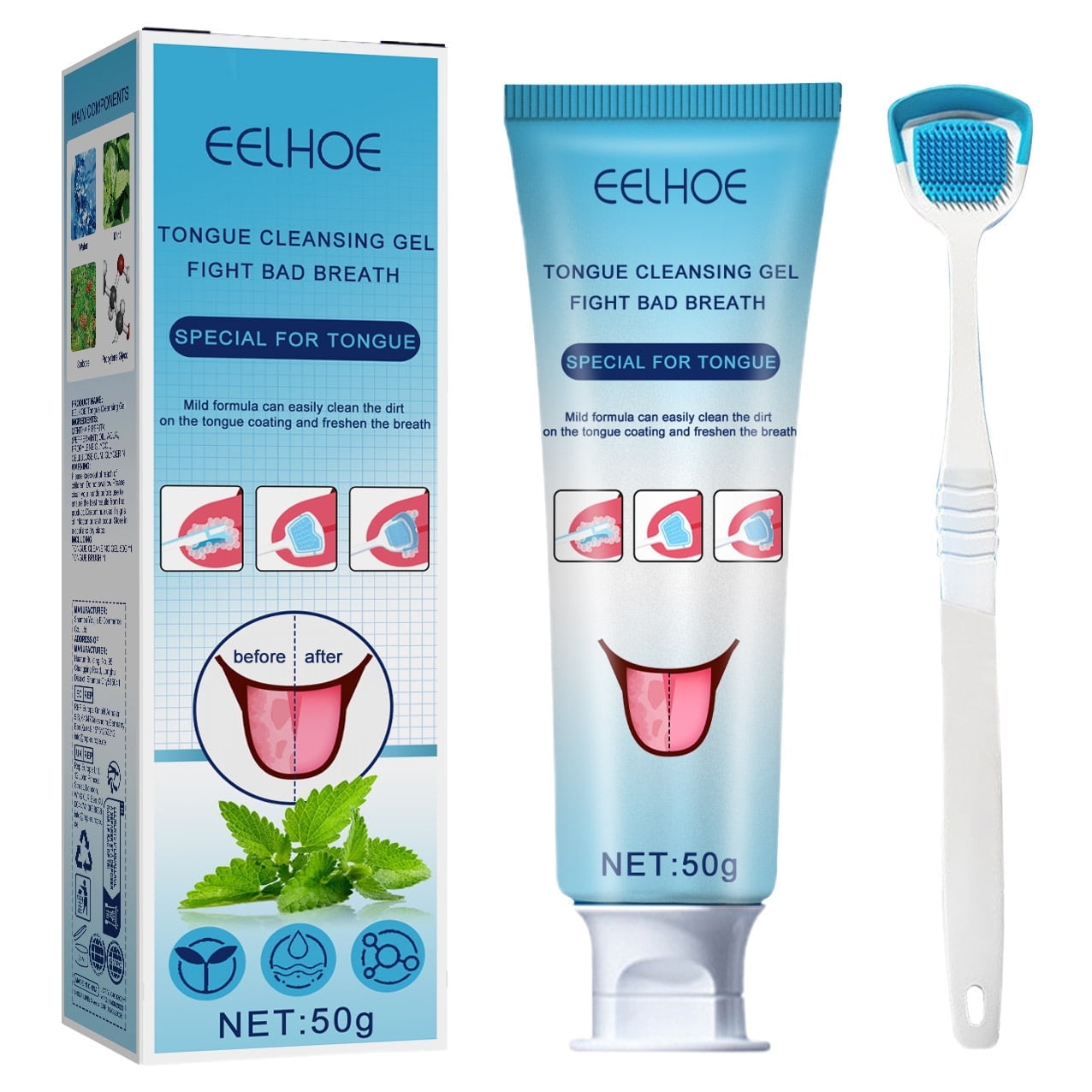 Tongue Cleaning Gel with Brush: Freshen Breath & Improve Oral Hygiene ...