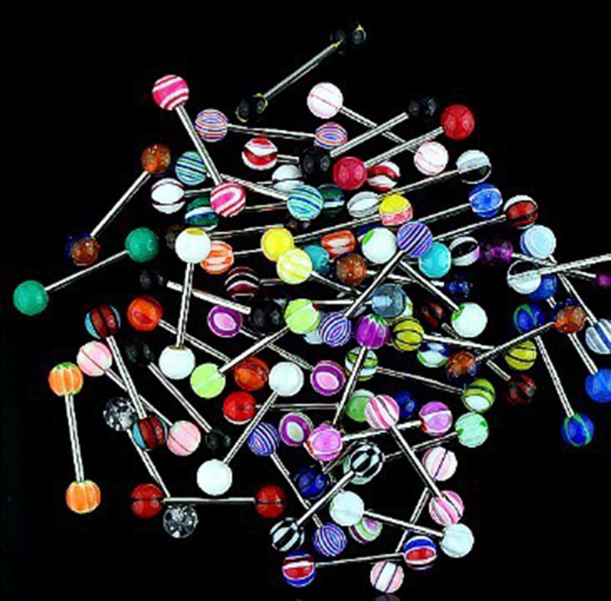 Tongue Rings Bars，Colorful Stainless Steel Ball Barbell，Cool Vibrating ...
