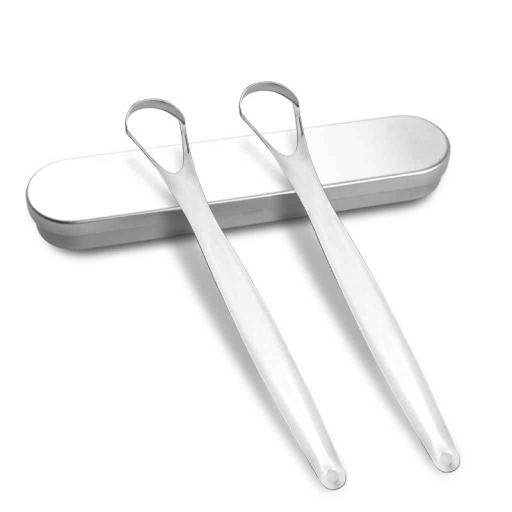 Tongue Scraper-[2 pieces] of Scrapers with Metal Case, Eliminates Bad ...