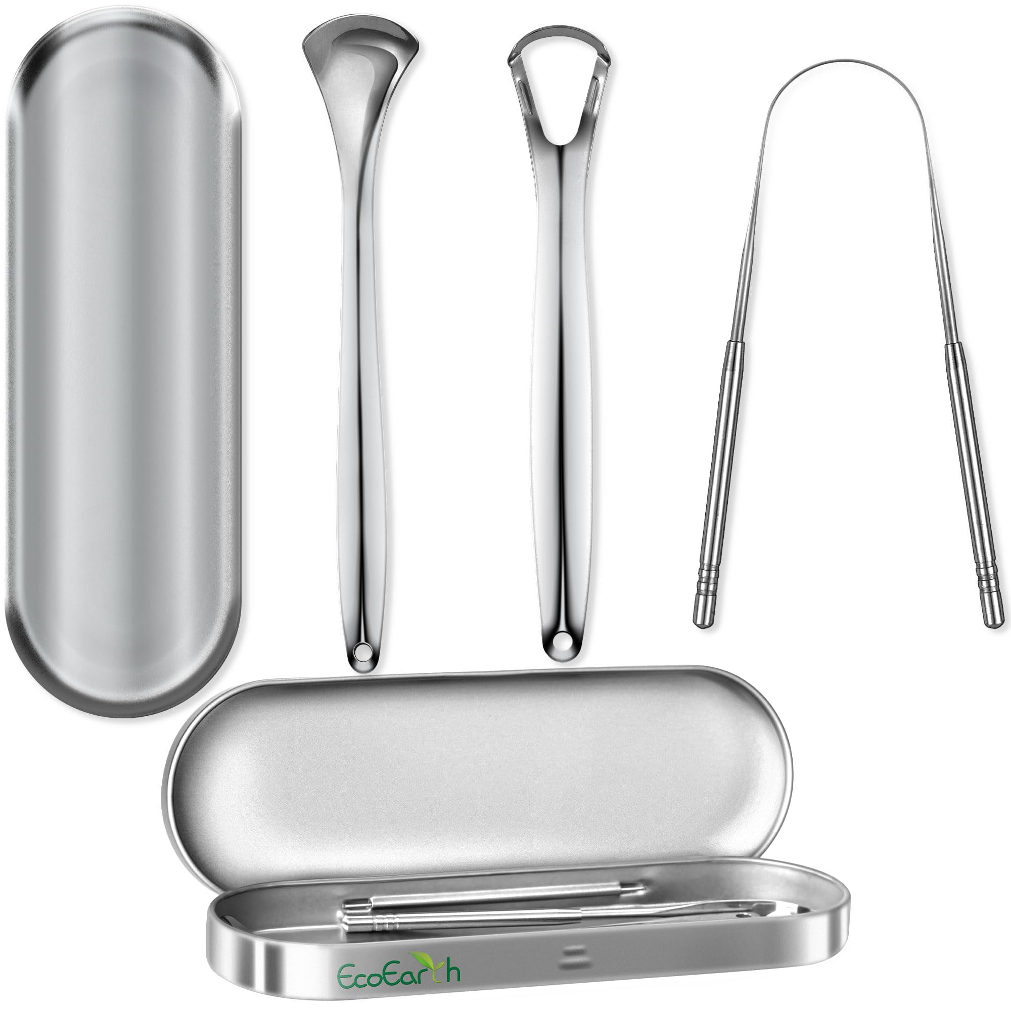 Tongue Scraper for Adults AIF9 - 3 Pcs Metal Tongue Cleaner with ...