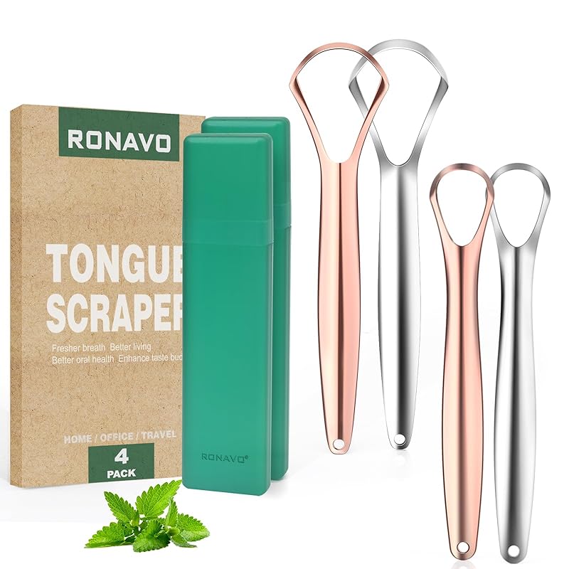 Tongue Scraper for Adults, Two Colors Designed for Couples, Cure Bad ...