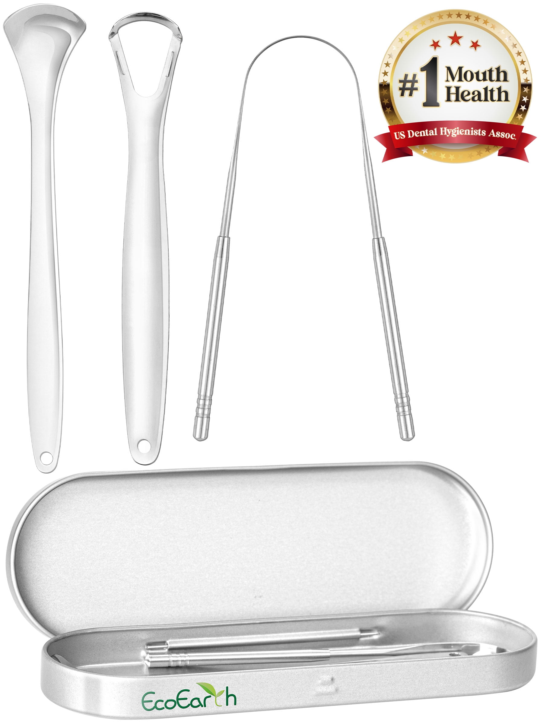 EcoEarth 3-Pcs Stainless Steel Tongue Scraper Set, Oral Hygiene & Fresh ...