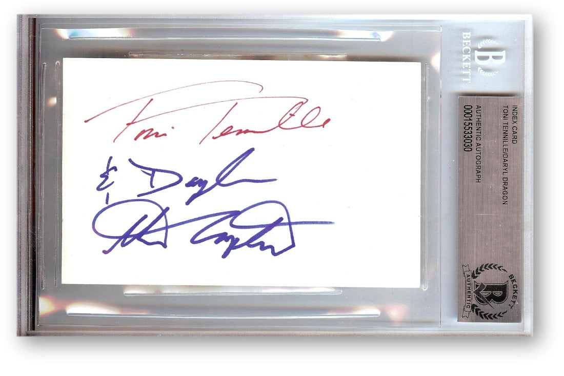 Toni Tennille Daryl Dragon Signed Autographed Index Card Captain ...