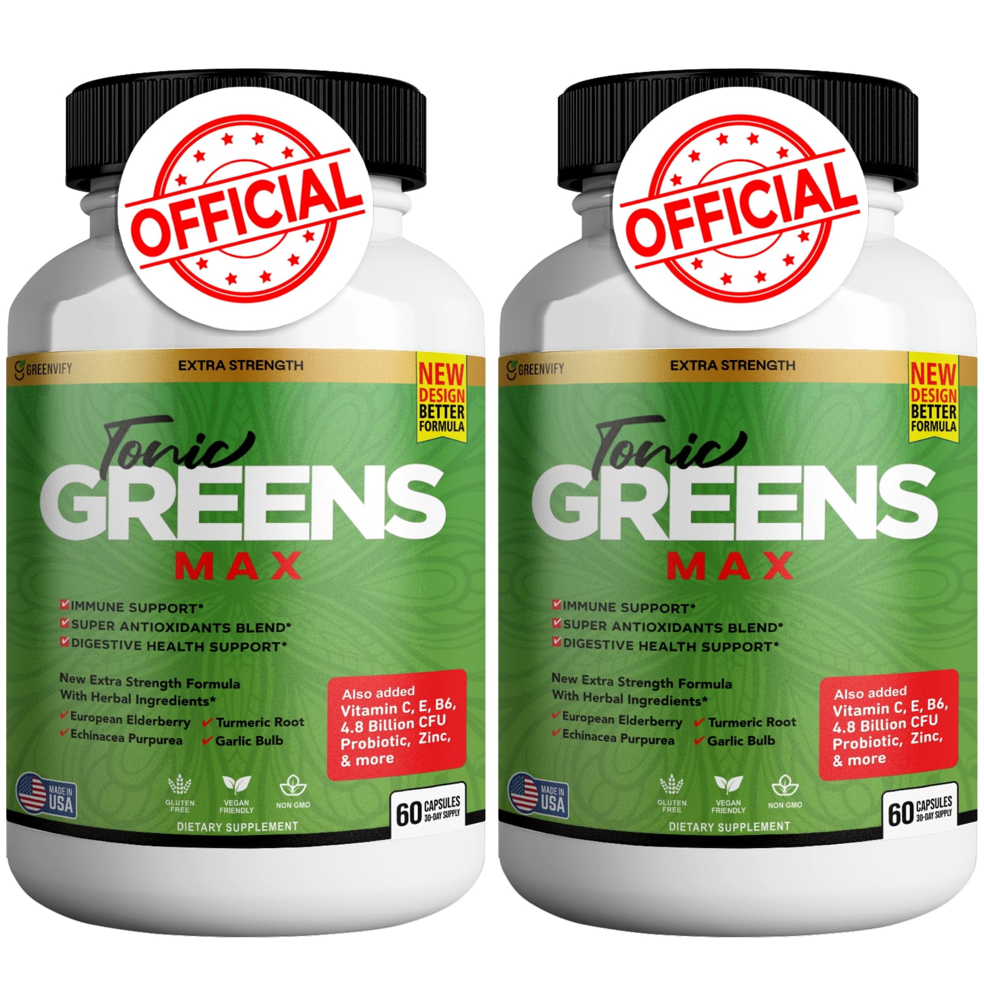 Tonic Greens Max Extra Strength Immune Support Supplement, 60 Capsules ...