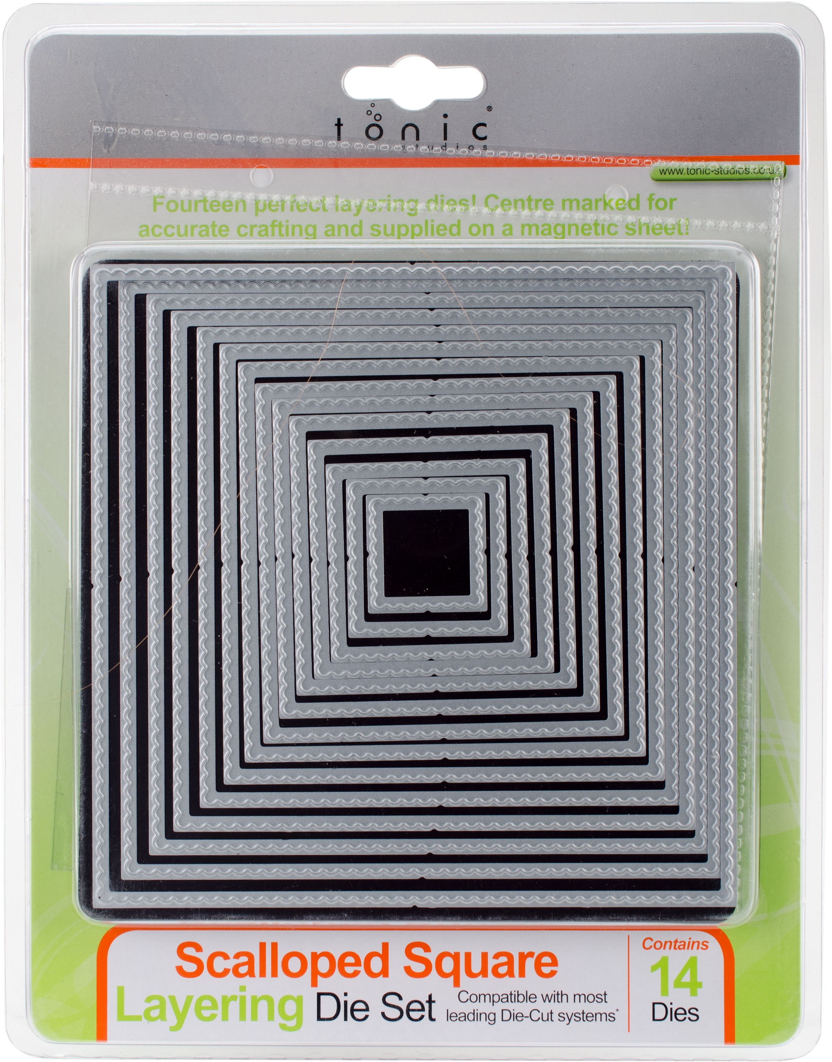 Tonic Studios Layering Die Set-Nesting Scalloped Square 1" To 5.71 ...