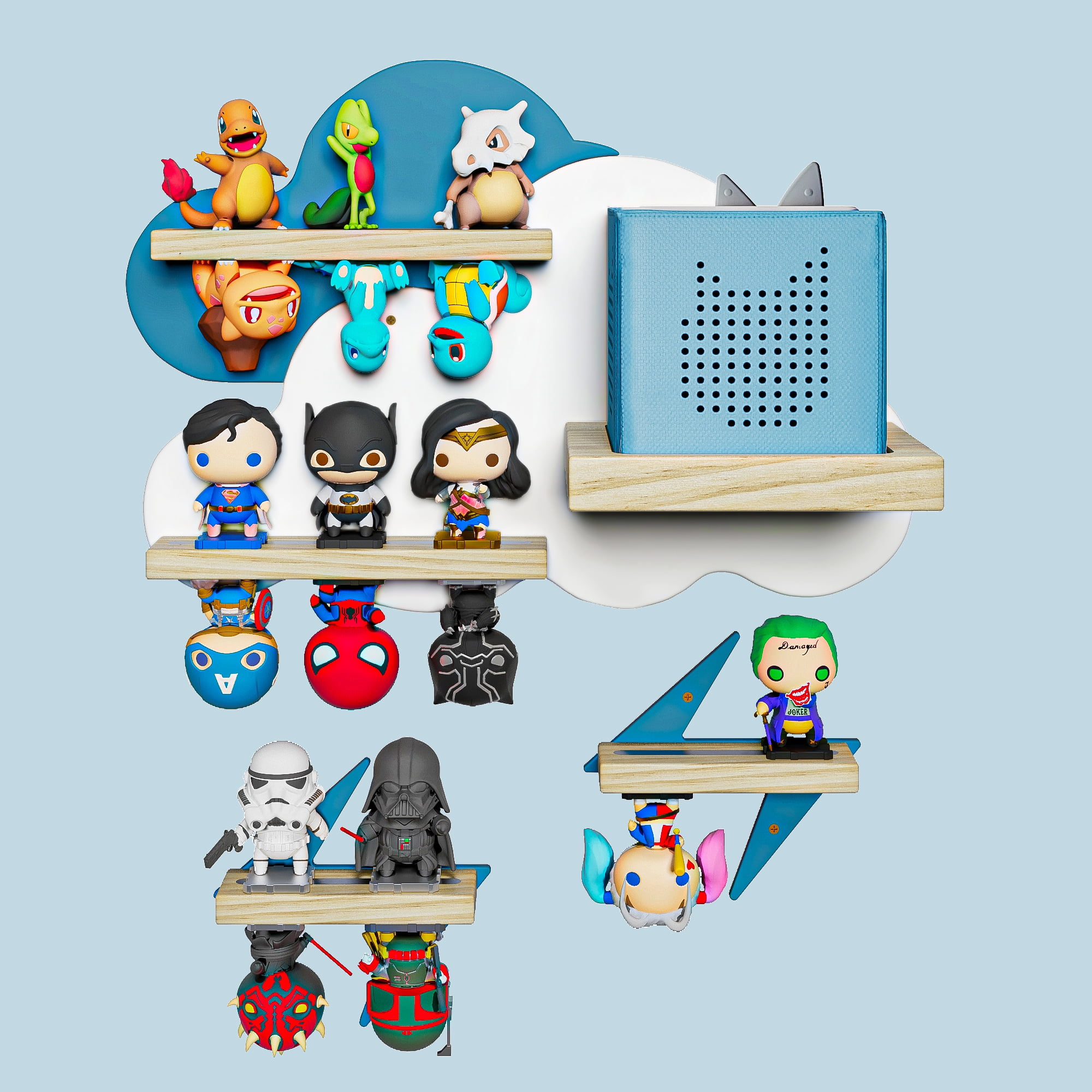 Tonie Magnetic Wall Shelf Set of 3, Wooden Floating Shelves for Tonie ...