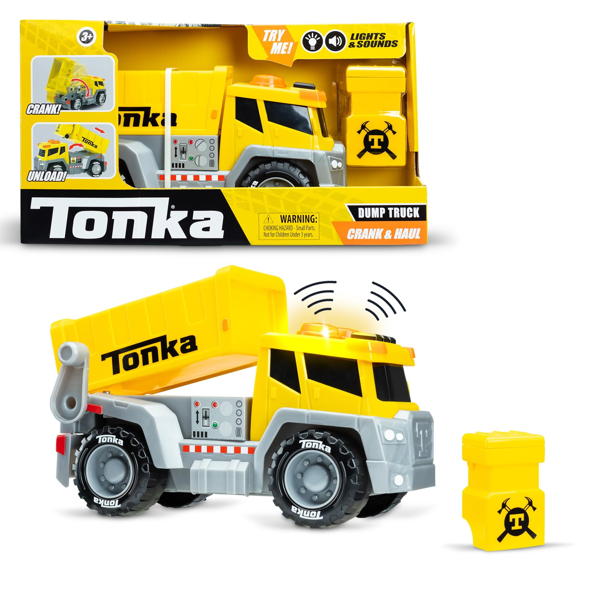 Tonka, Crank and Haul Dump Truck- Made with Sturdy Plastic, Lights and ...